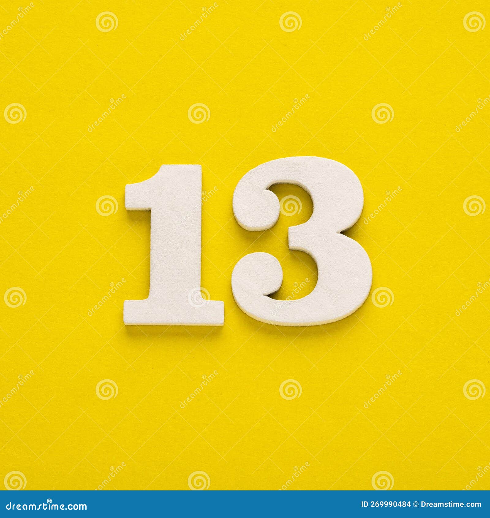 Number 13 on a Yellow Background - Two-digit Number in White Stock ...