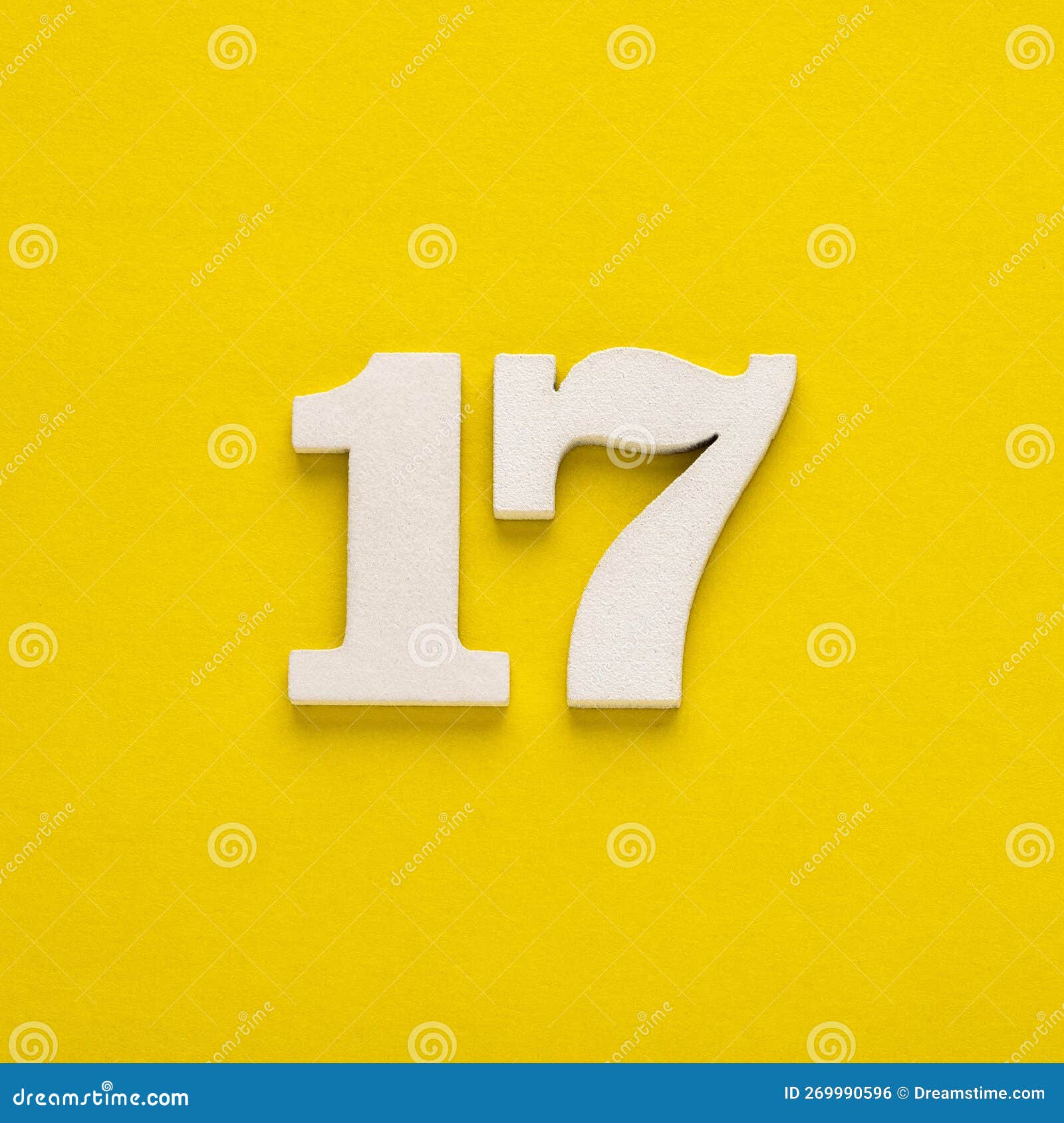 Number 17 on a Yellow Background - Two-digit Number in White Stock ...