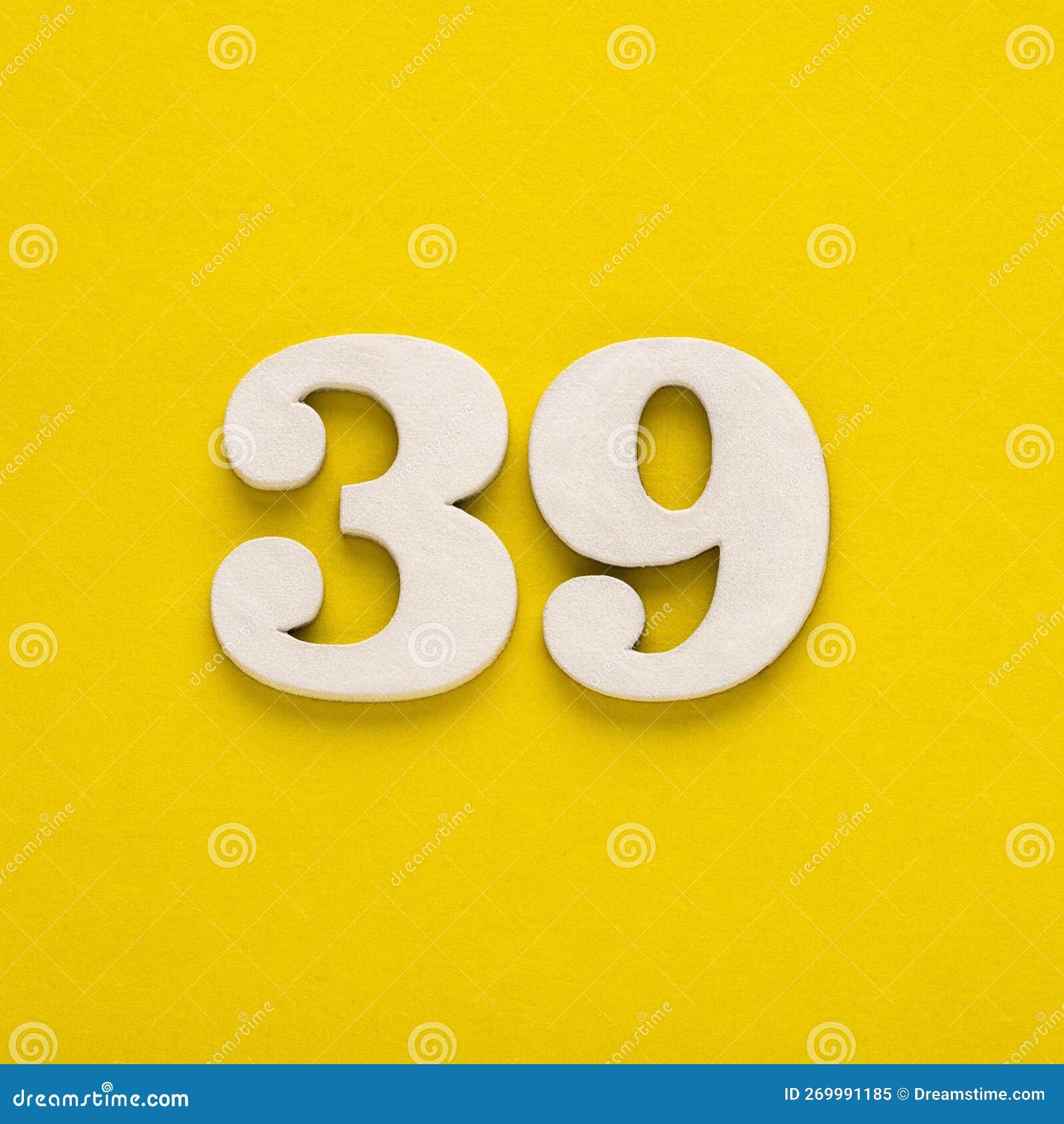Number 39 on a Yellow Background - Two-digit Number in White Stock ...
