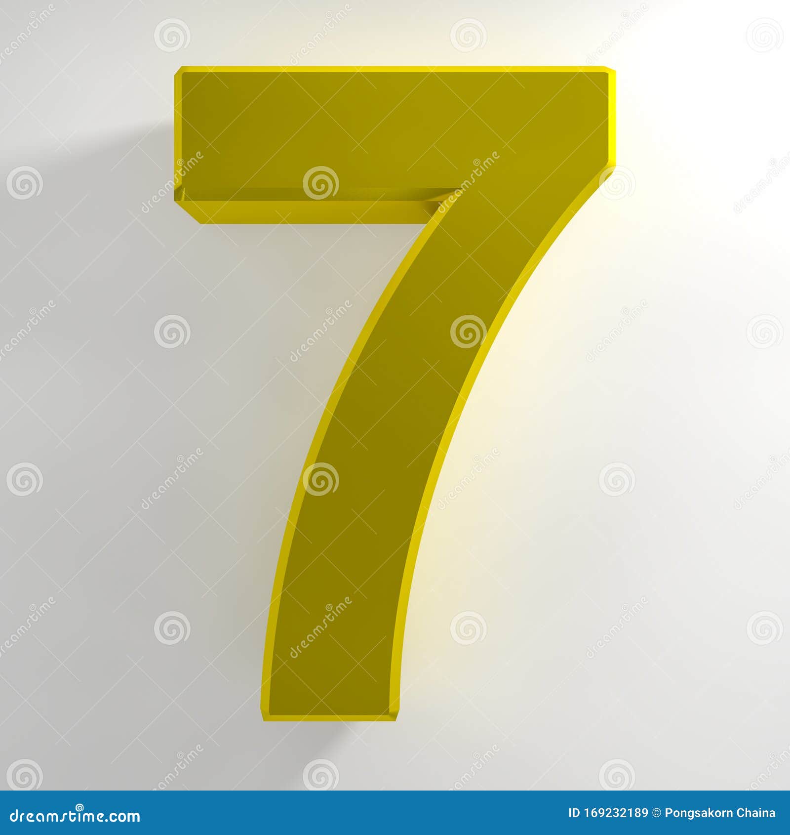 Number 7 Yellow Color Collection on White Background Illustration 3D ...