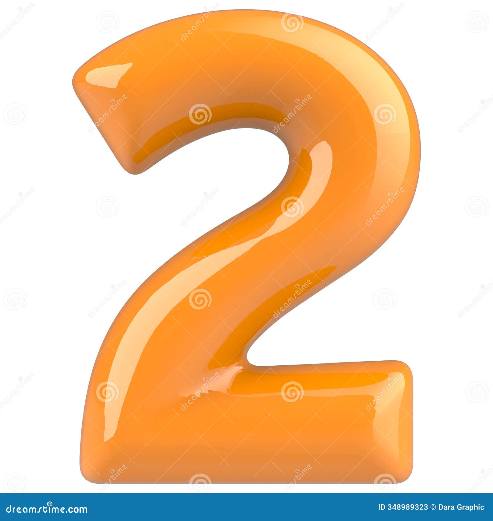 Number 2 Yellow 3D Render with White Background Stock Illustration ...