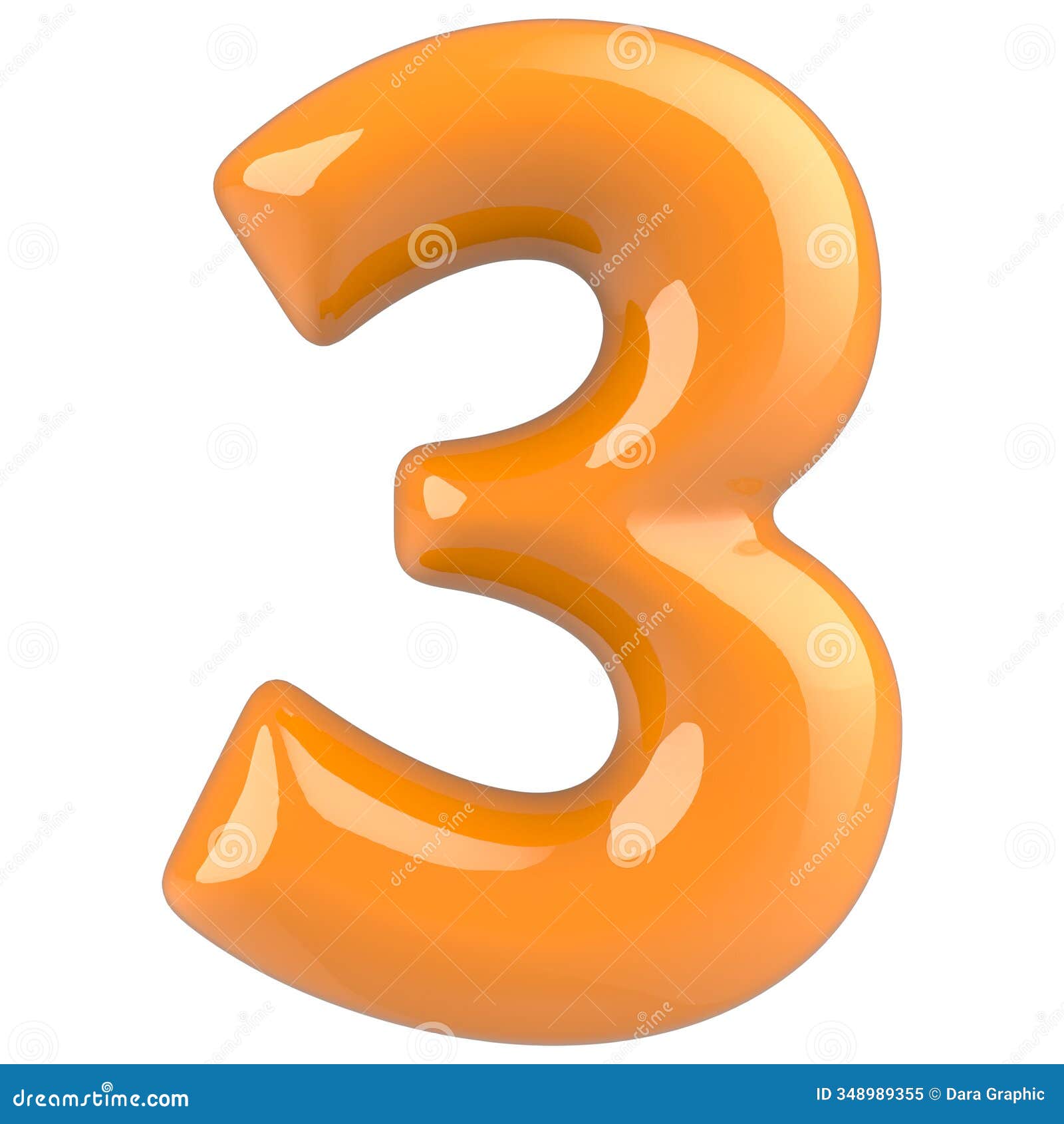 Number 3 Yellow 3D Render with White Background Stock Illustration ...