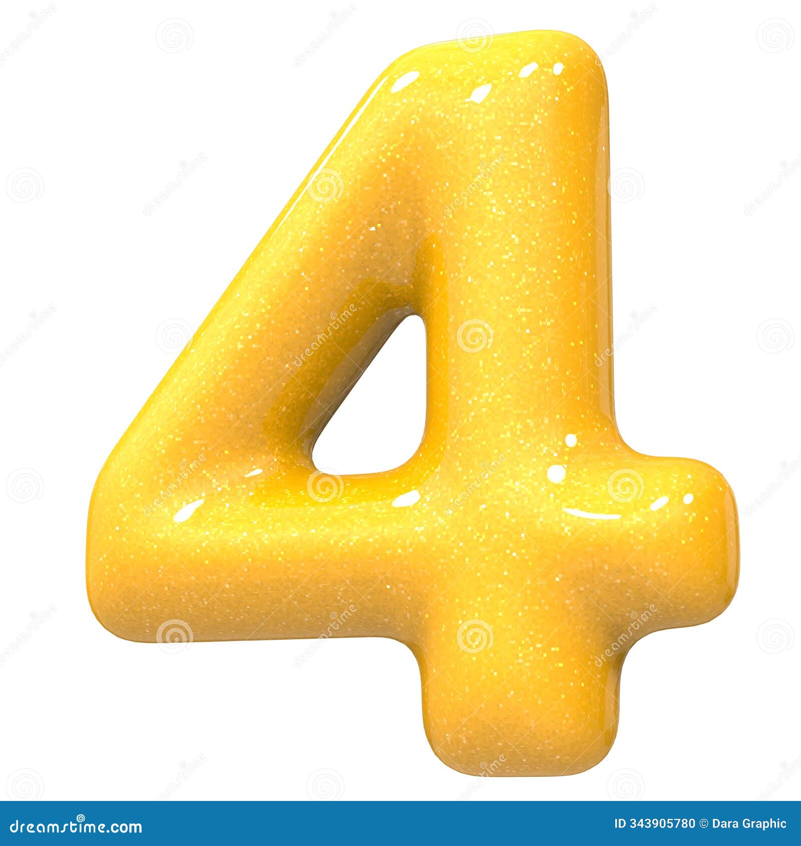 4 Number Yellow 3d with White Background Stock Illustration ...