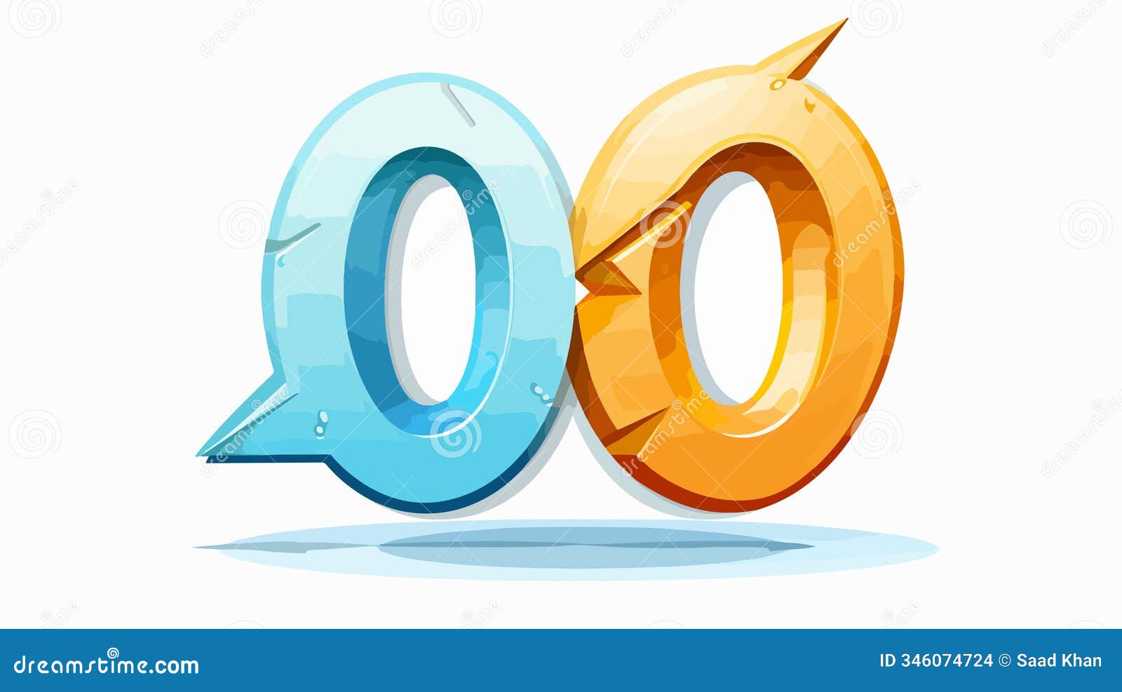 Number Zero and Arrow Sign Cartoon Style Vector Illustration Stock ...