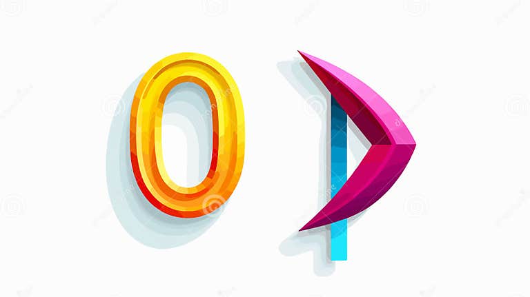 Number Zero and Arrow Sign Artistic Vector Icon Stock Illustration ...
