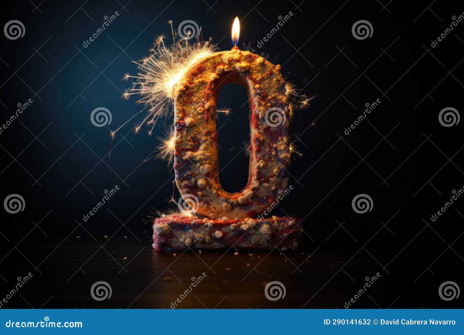 Number Zero Candle with Fireworks Stock Photo - Image of bengal ...