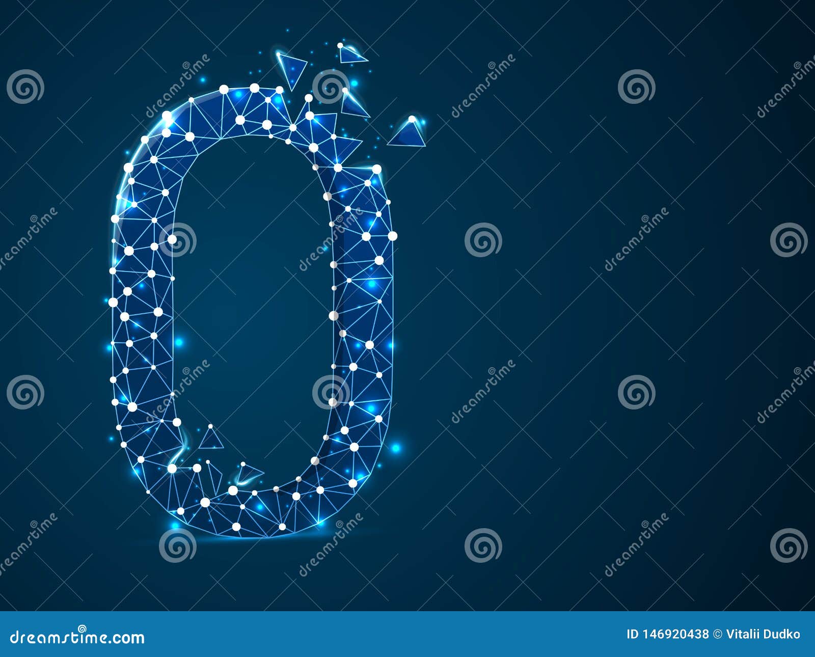Number Zero 2D Low Poly Abstract Illustration Consisting of Points ...