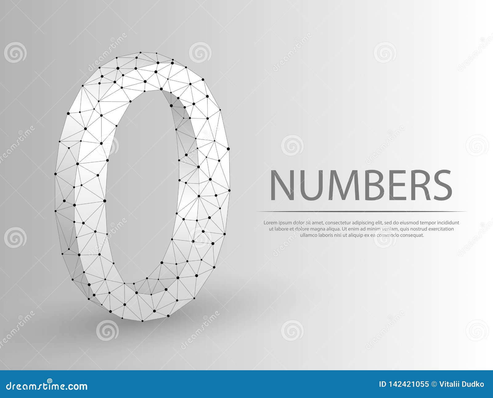 Number Zero 3D Low Poly Abstract Illustration.Origami Vector Digit 0 ...