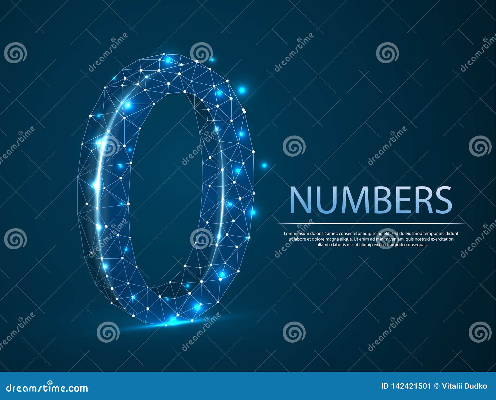 Number Zero 3D Low Poly Abstract Illustration.Vector Digit 0 Wireframe ...