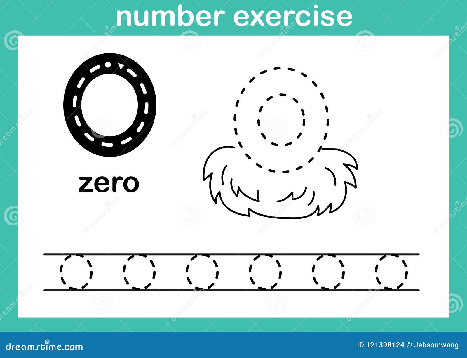 Number zero exercise stock vector. Illustration of cute - 121398124