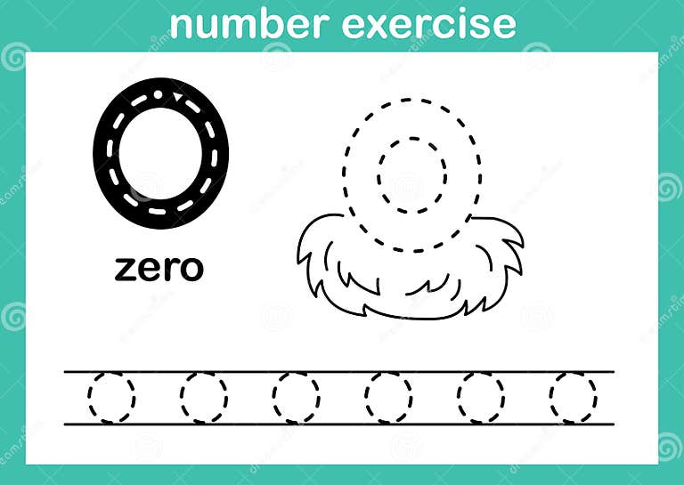 Number zero exercise stock vector. Illustration of cute - 121398124