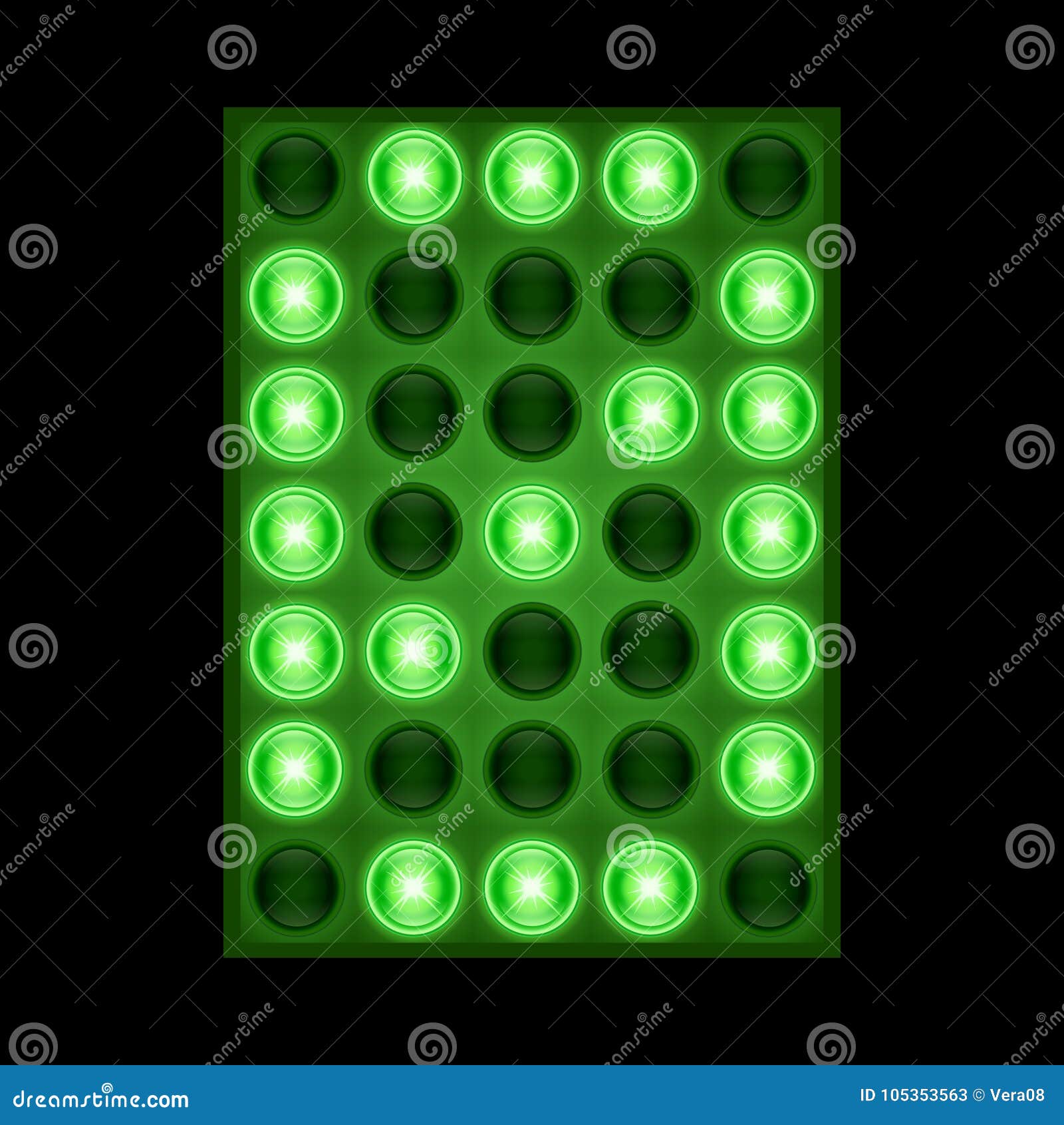 Number Zero 0 on Green LED Display. Stock Vector - Illustration of ...