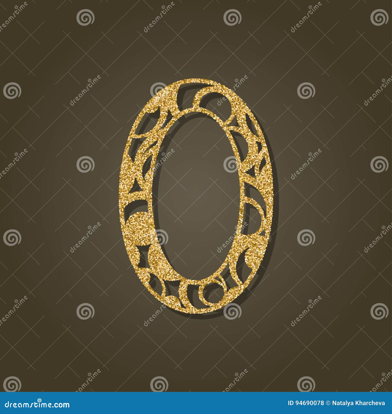 Number Zero for Laser Cutting.Round Gold Pattern Stock Vector ...