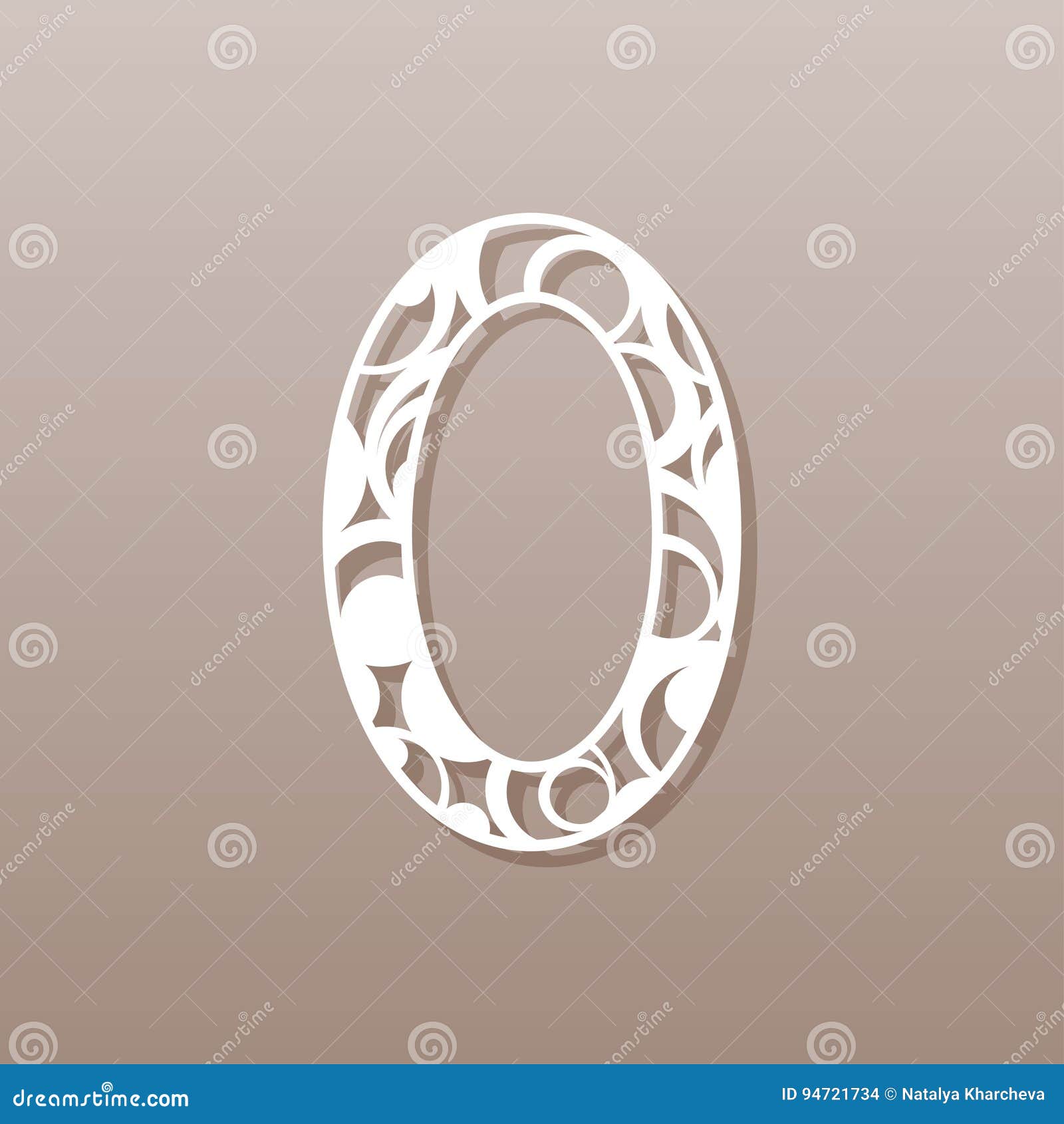 Number Zero for Laser Cutting.a Round Pattern Stock Vector ...