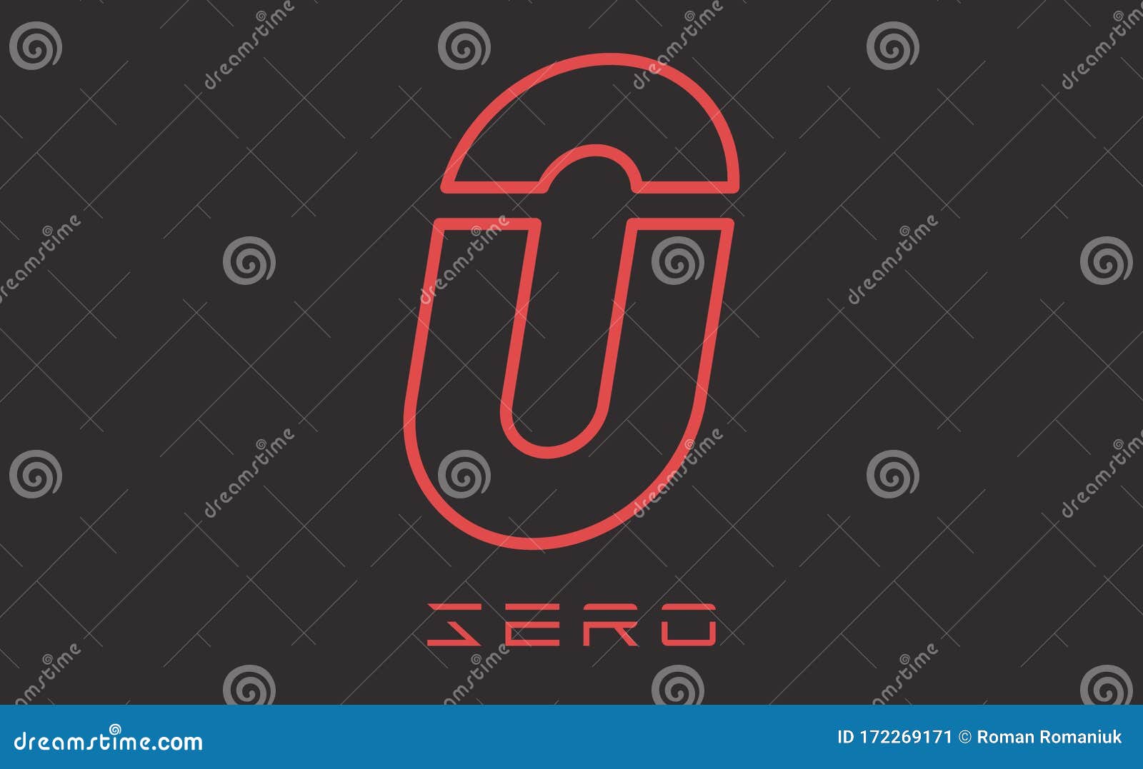 Number Zero Logo Vector Illustration. Red Number 0 Isolated on Black ...