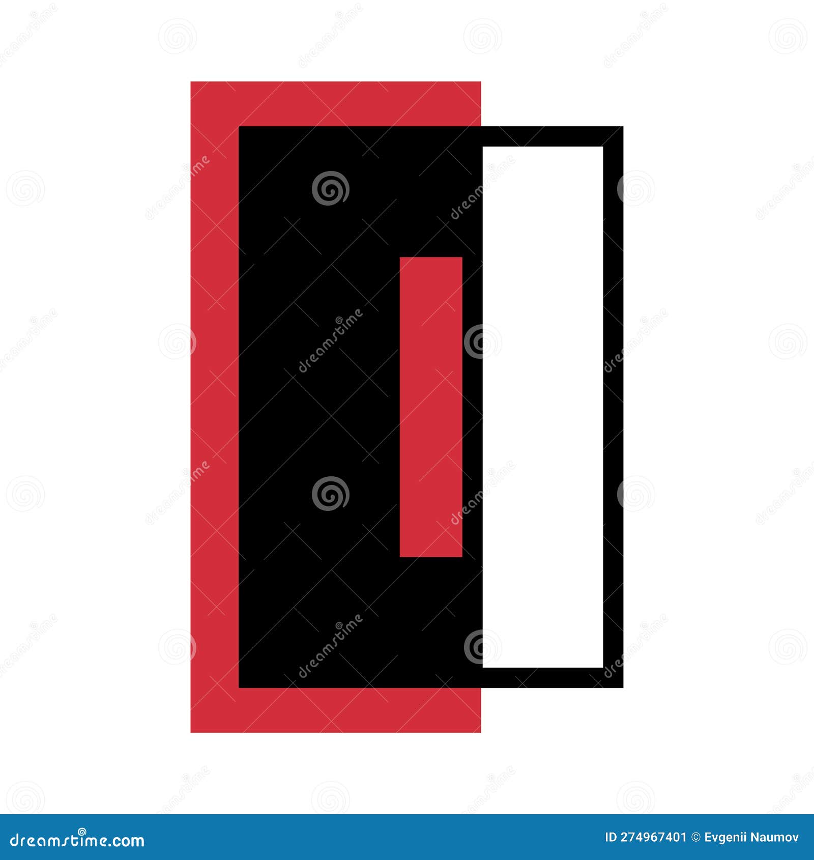 Number Zero or Numeral with Red Rectangle Geometric Shape Vector ...