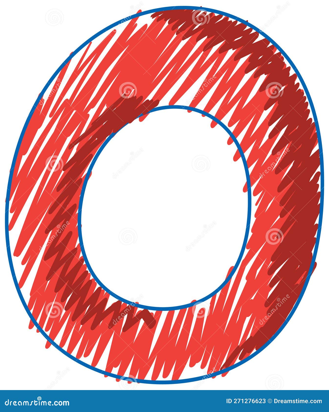 Number Zero in Pencil Colour Sketch Simple Style Stock Vector ...