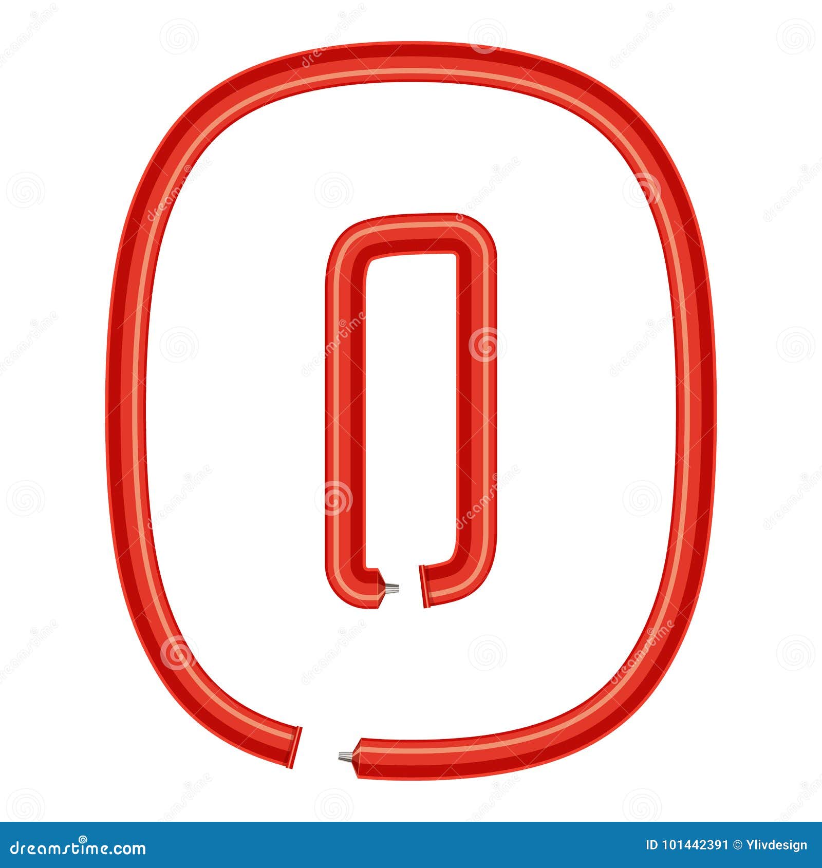 Number Zero Plastic Tube Icon, Cartoon Style Stock Vector ...