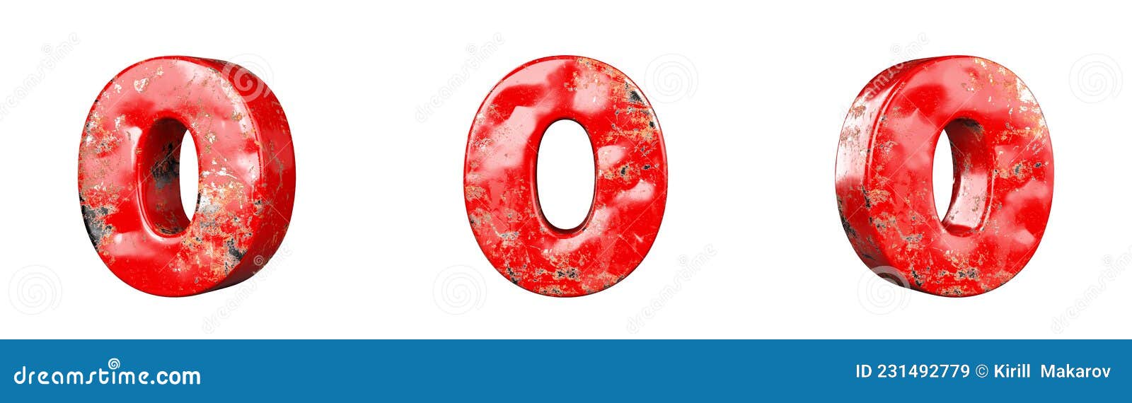 Number 0 Zero from Red Scratched Metallic Numbers Collection Set ...