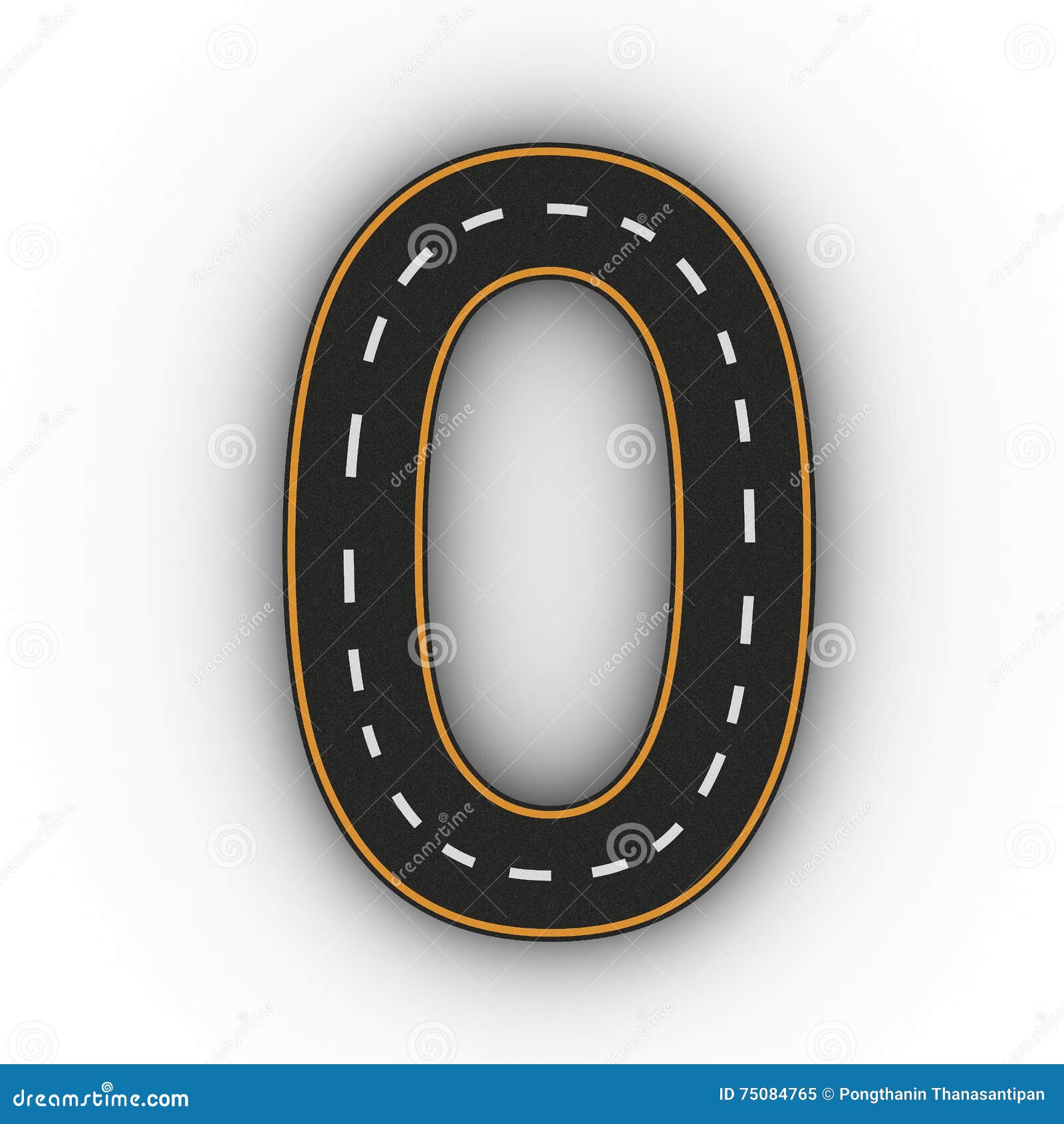 Number Zero Symbols of the Figures in the Form of a Road with White and ...