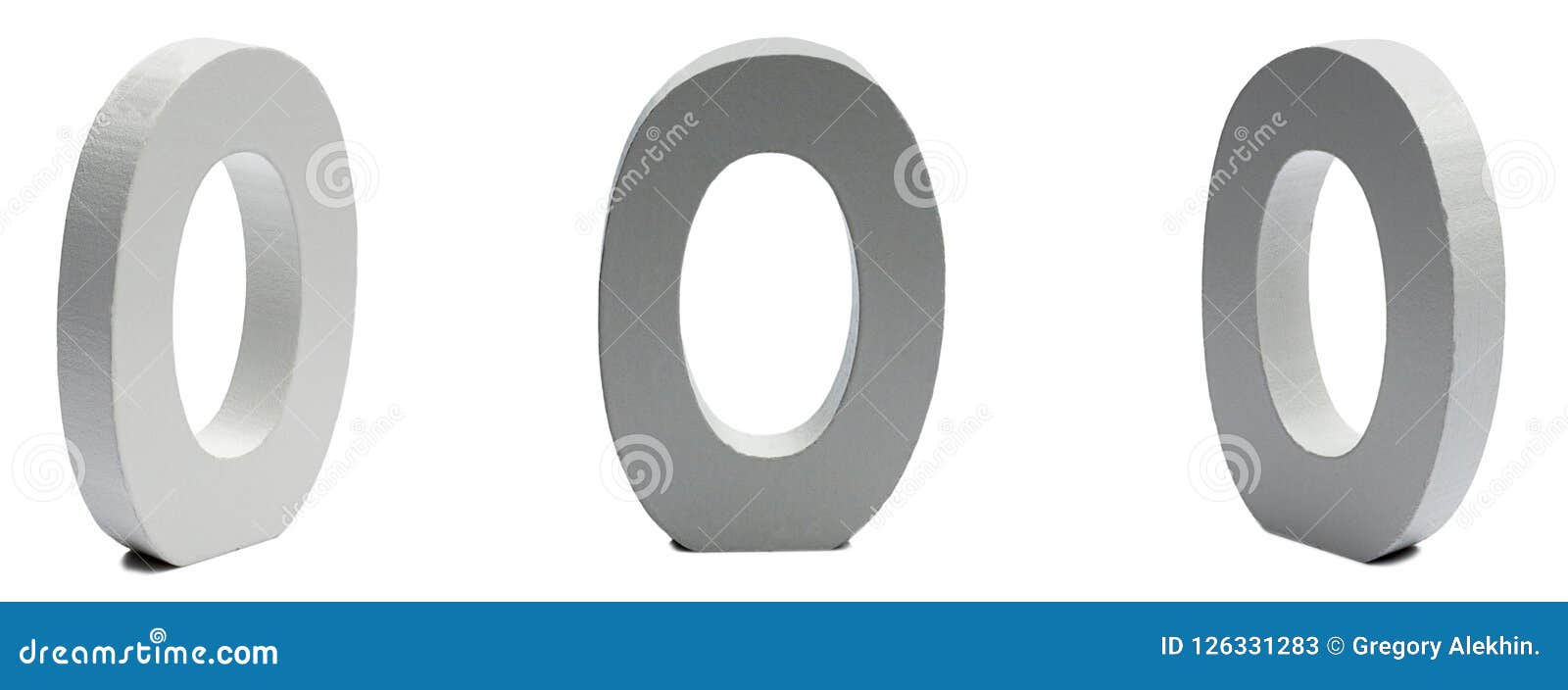 The Number Zero on a White Background at Different Angles. Stock Image ...