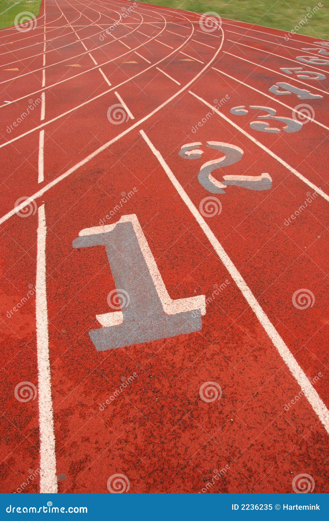 Numbered Athletic Tracks stock image. Image of converging - 2236235
