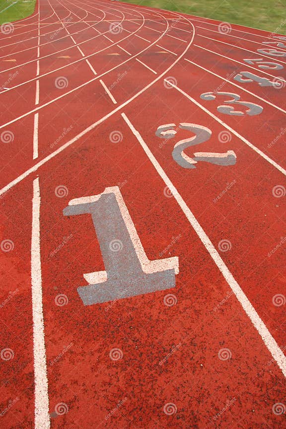 Numbered Athletic Tracks stock image. Image of converging - 2236235
