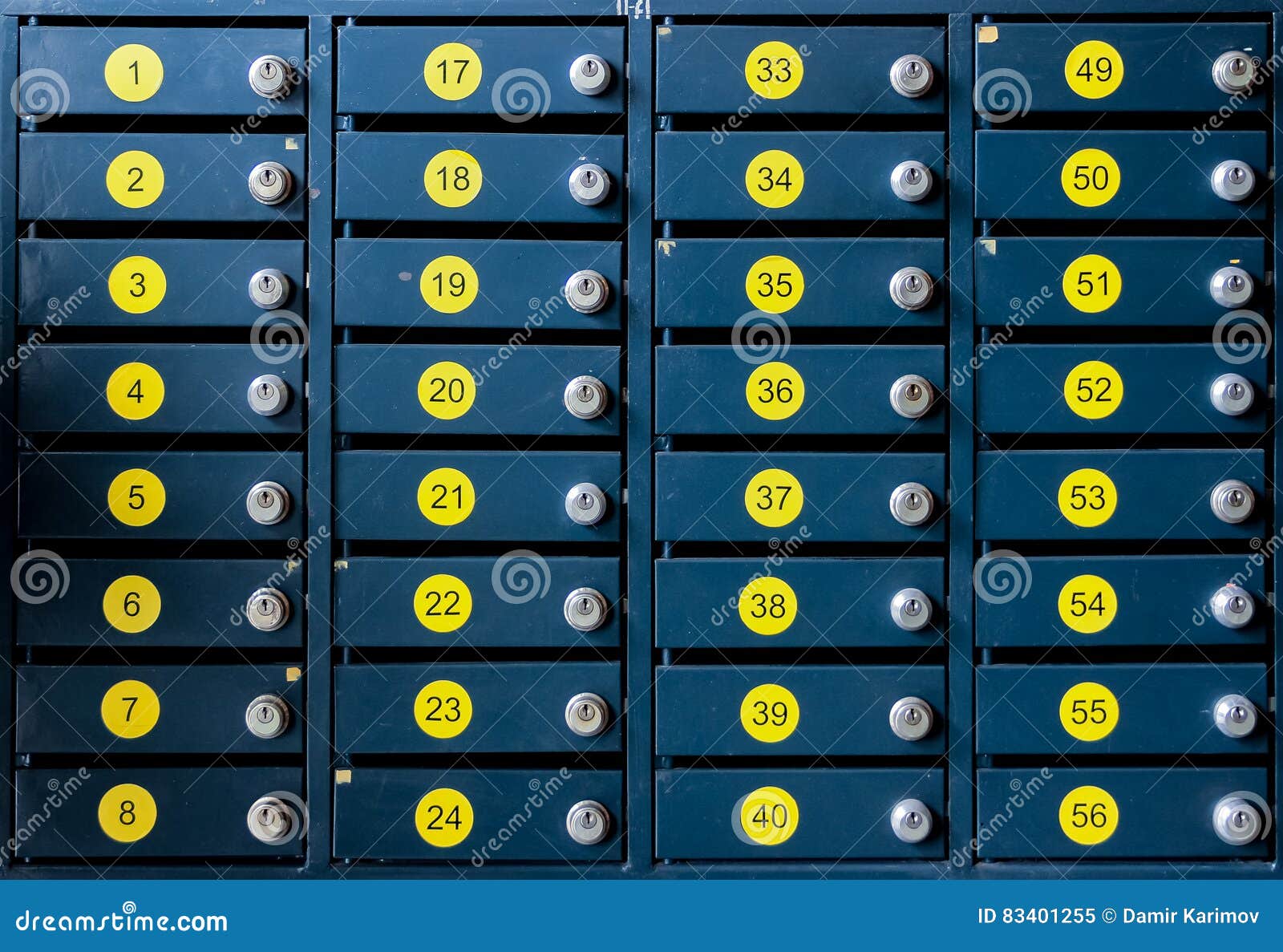 The Numbered Cell Mailboxes from Metal and Yellow Numbers Stock Image ...