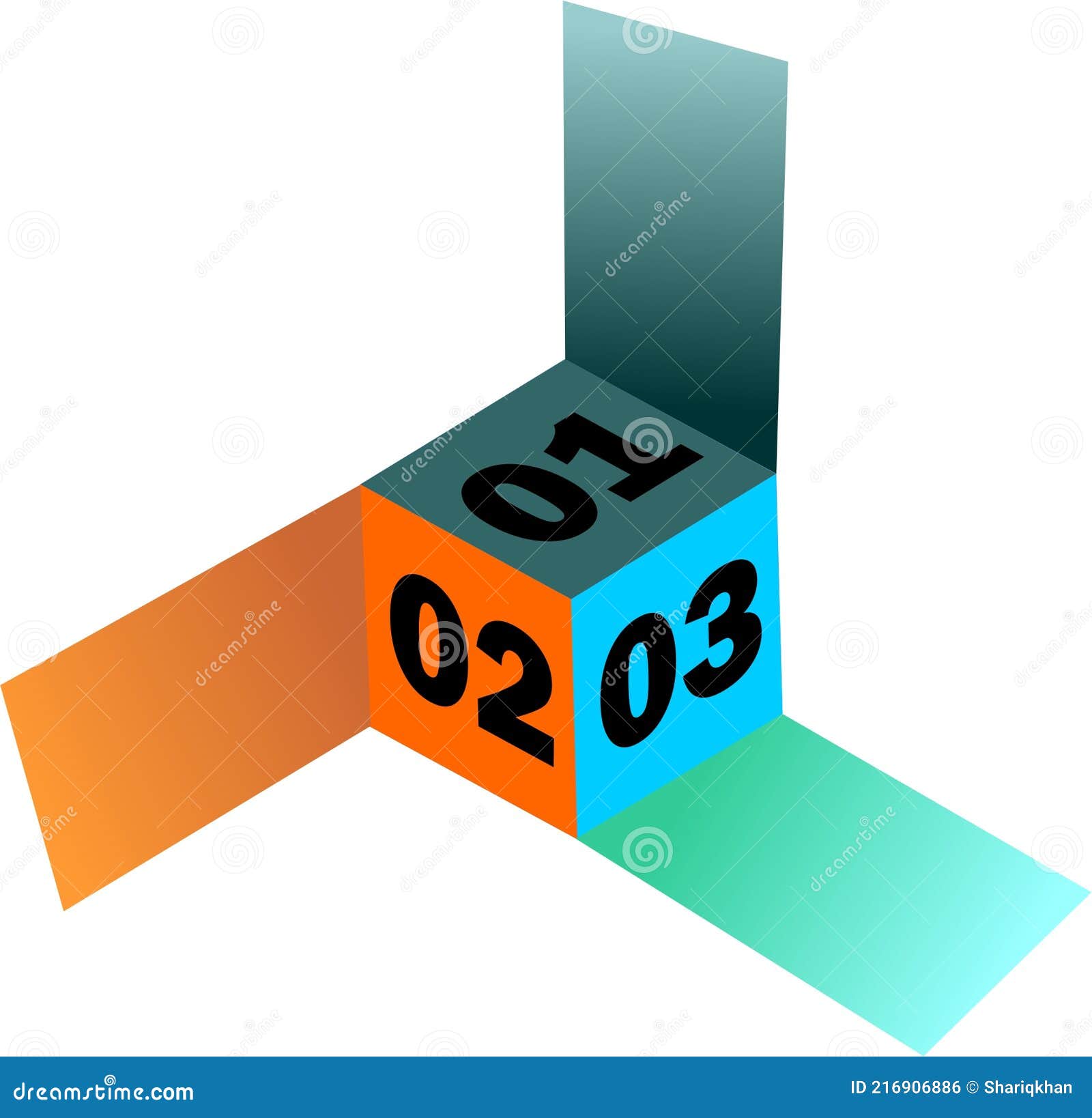 Numbered Cube Design Illustration with Wrapper Vector EPS File Included ...