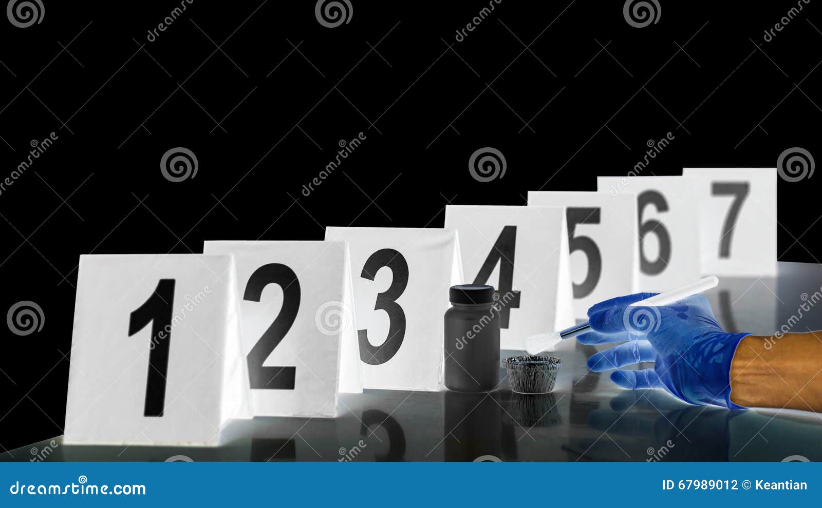 Numbered Evidence Darkness. Stock Photo - Image of hand, brushes: 67989012