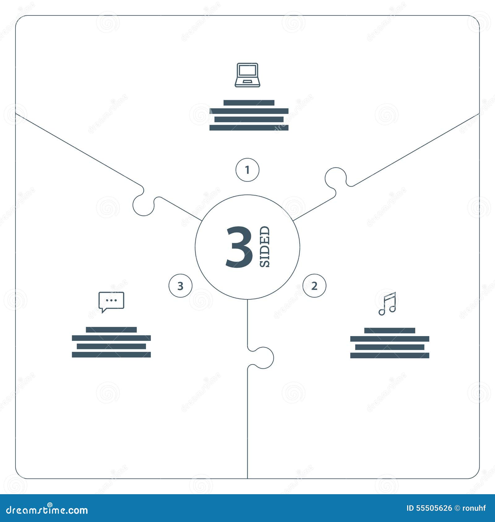 Numbered Flat Line Puzzle Presentation Infographic Chart With ...