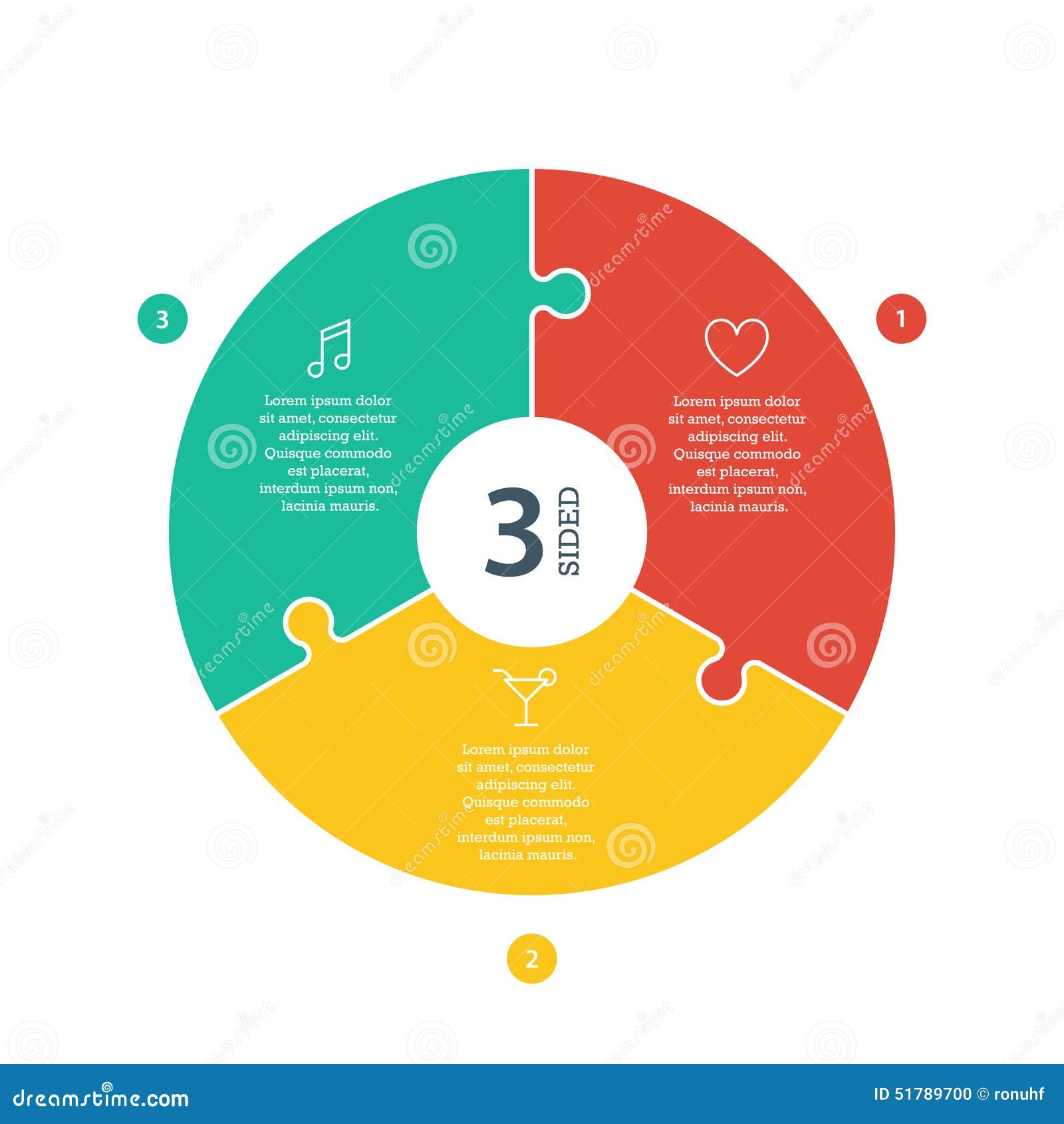 Numbered Flat Rainbow Spectrum Colored Puzzle Presentation Infographic ...