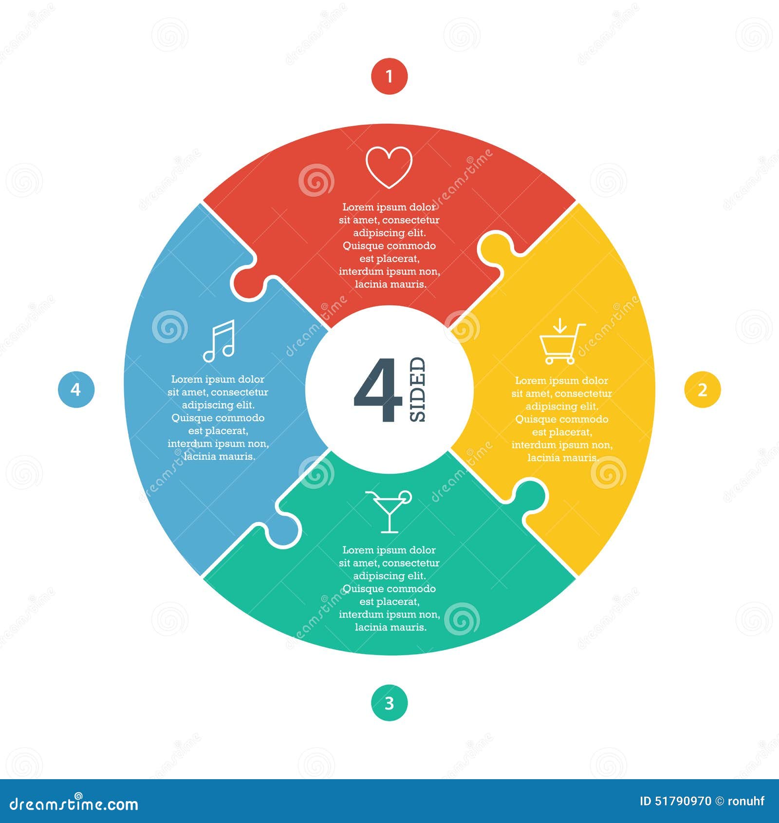 Numbered Flat Rainbow Spectrum Colored Puzzle Presentation Infographic ...