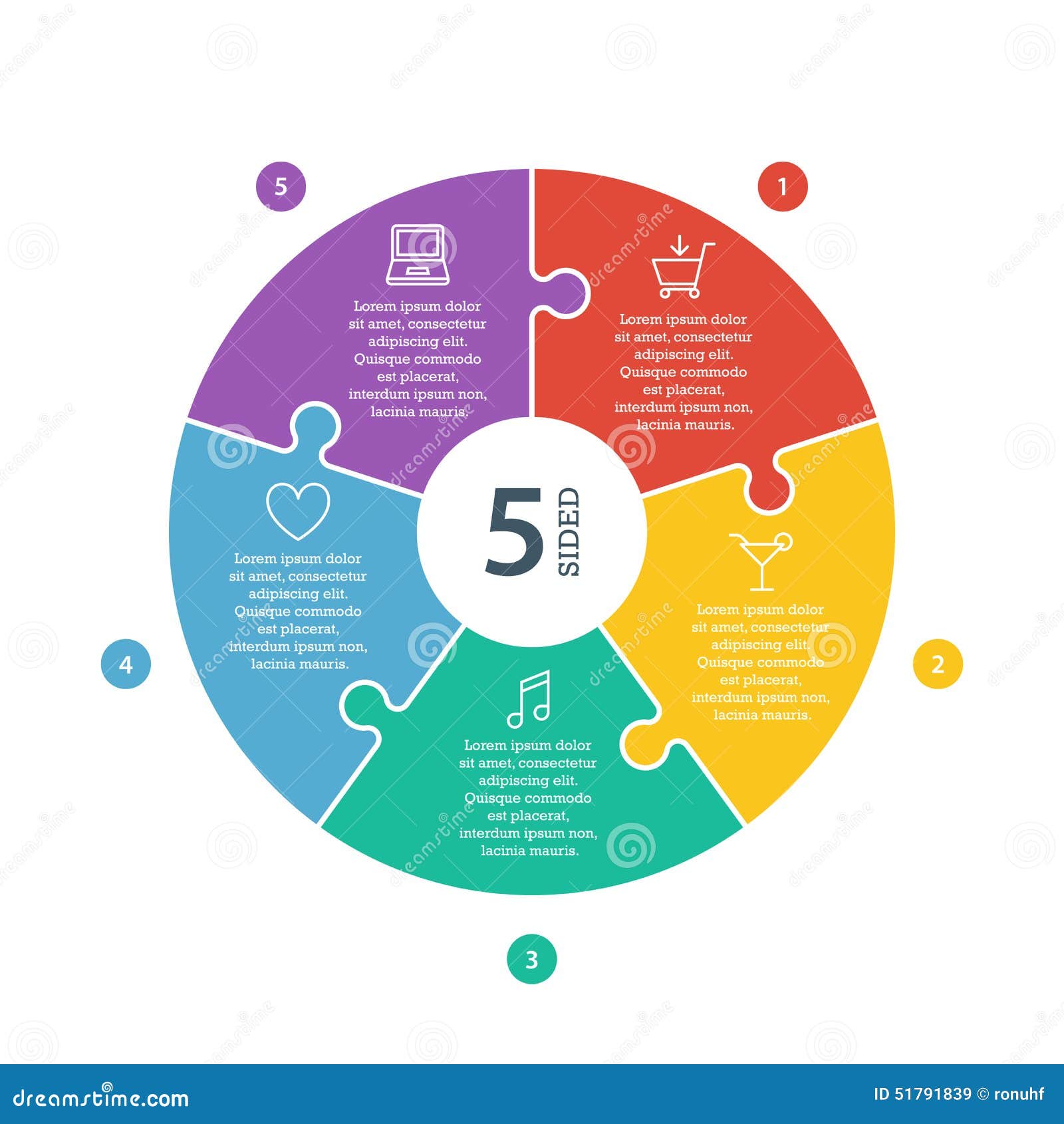 Puzzle Infographic Circle With 4 Steps, Options, Pieces. Four-part ...