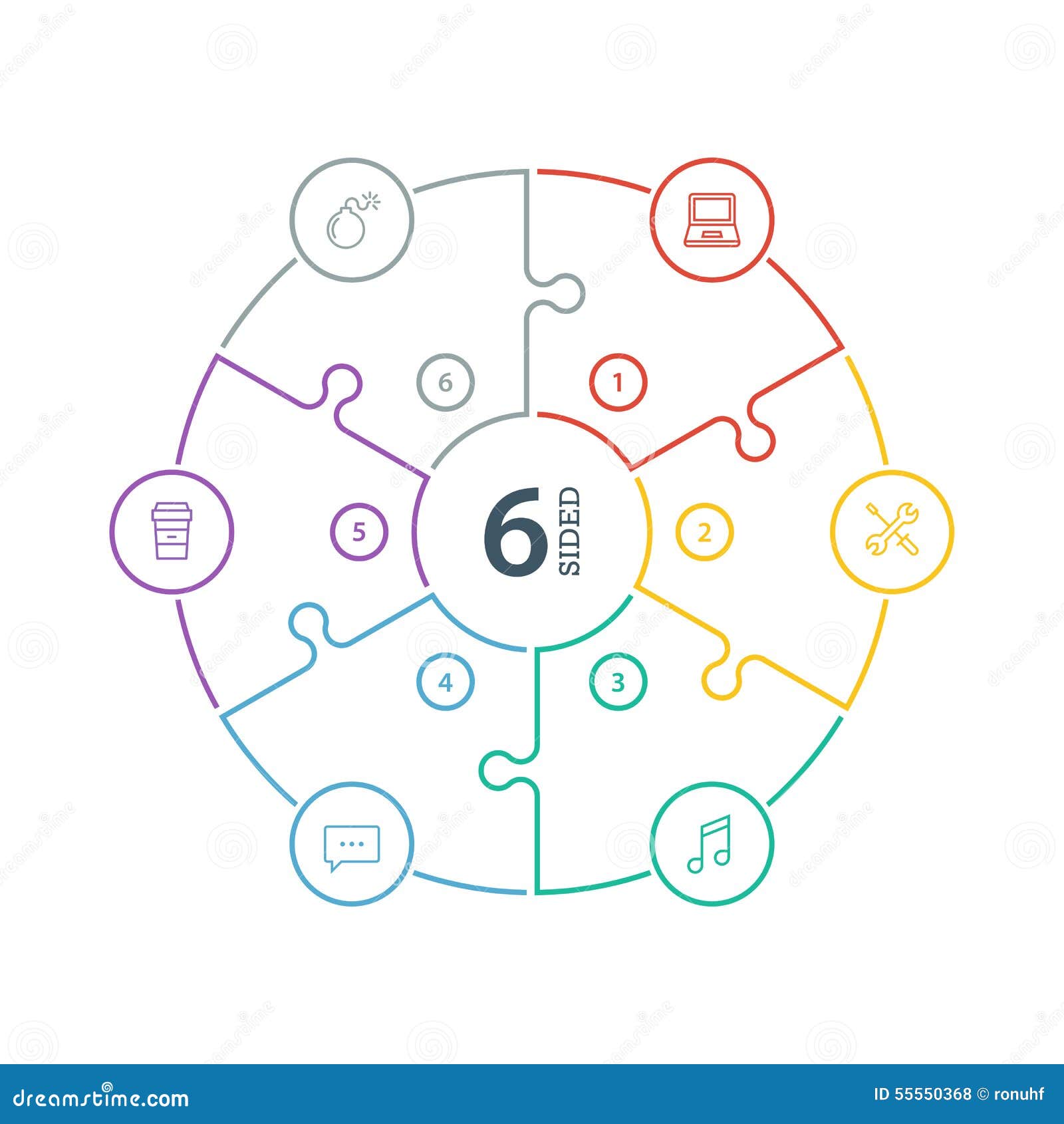 Numbered Flat Rainbow Spectrum Colored Puzzle Presentation Infographic ...