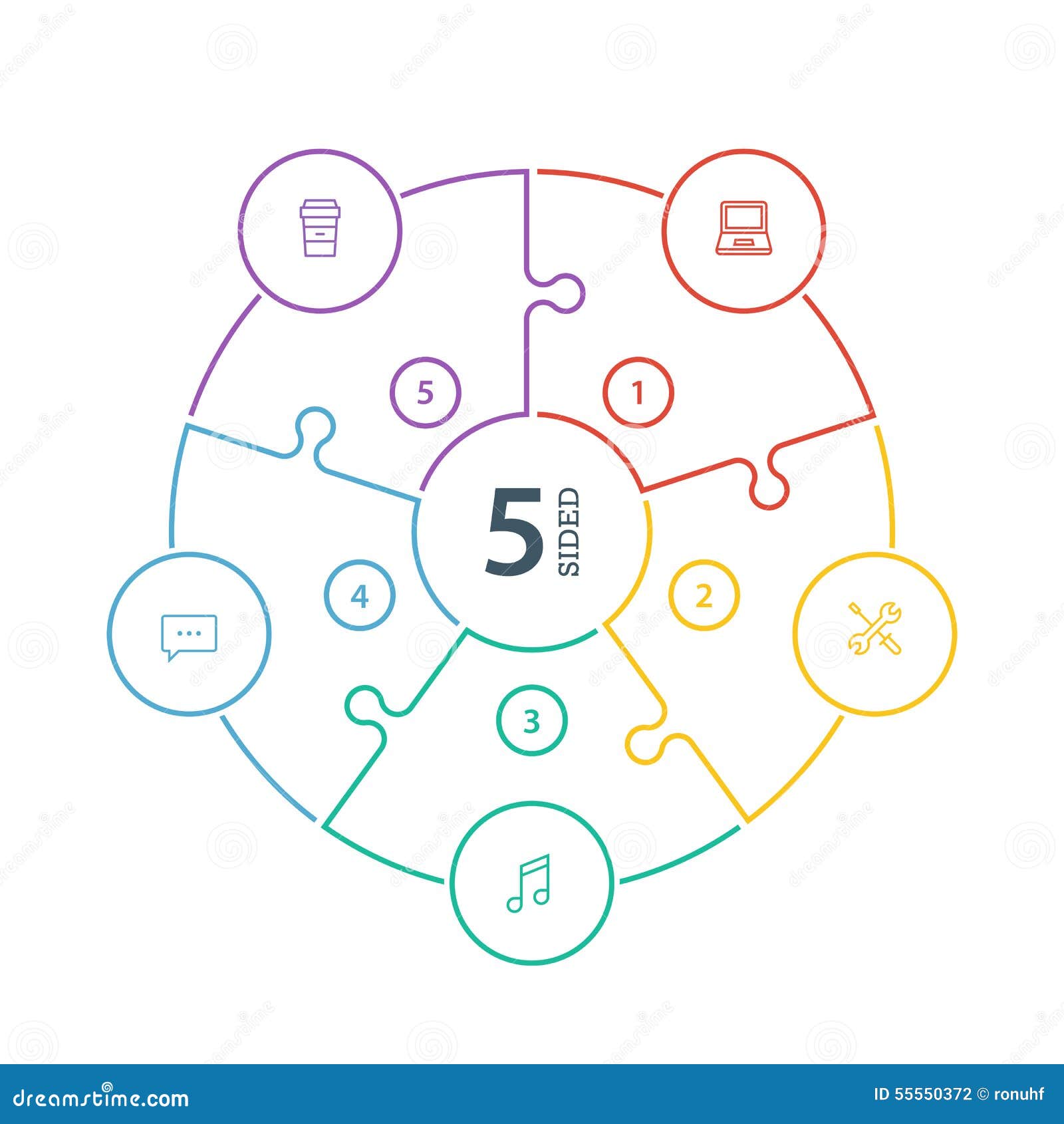 Numbered Flat Rainbow Spectrum Colored Puzzle Presentation Infographic ...