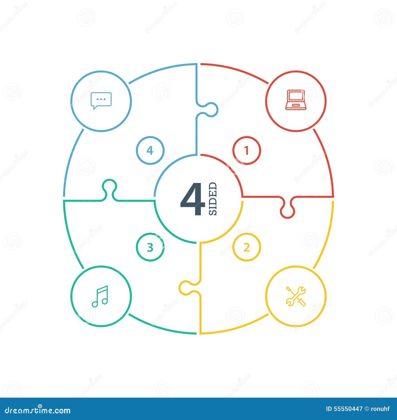 Numbered Flat Rainbow Spectrum Colored Puzzle Presentation Infographic ...