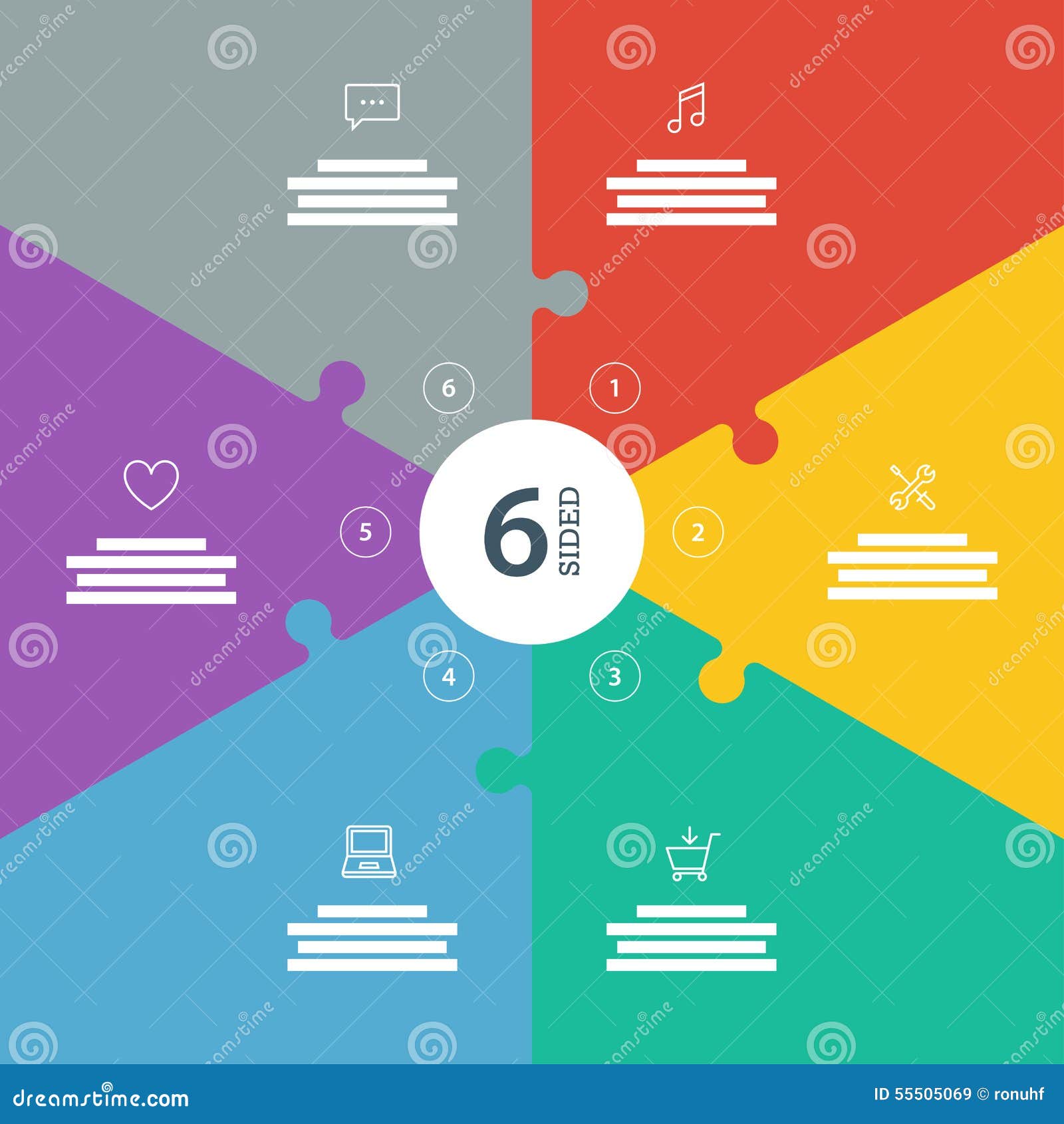 Numbered Full Page Flat Rainbow Spectrum Colored Puzzle Presentation ...