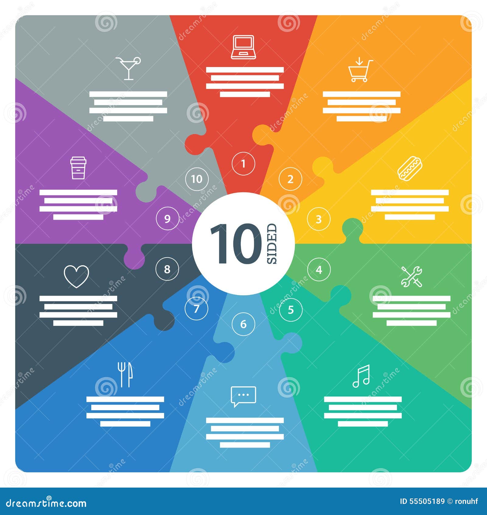 Numbered Full Page Flat Rainbow Spectrum Colored Puzzle Presentation ...