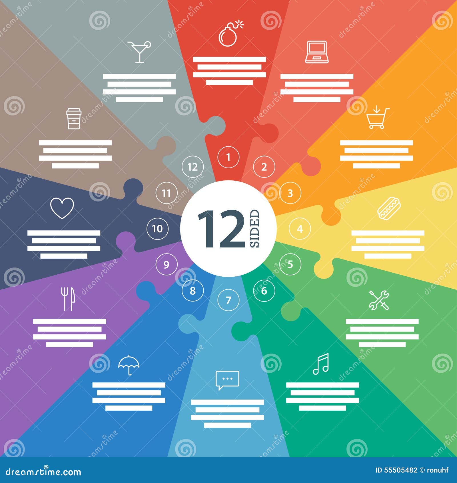 Numbered Full Page Flat Rainbow Spectrum Colored Puzzle Presentation ...