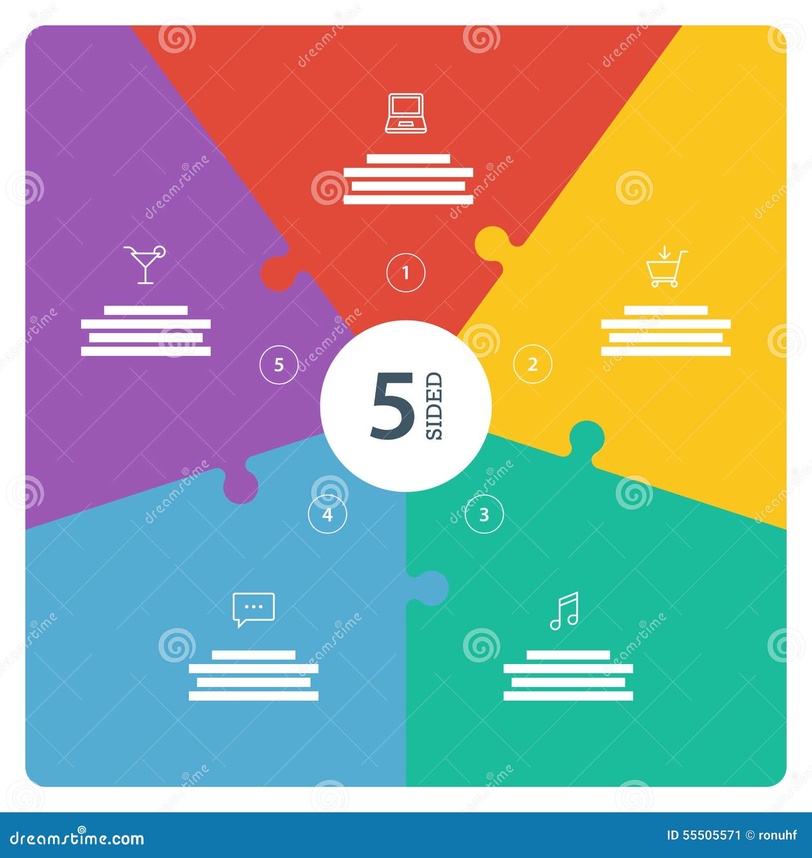 Numbered Full Page Flat Rainbow Spectrum Colored Puzzle Presentation ...