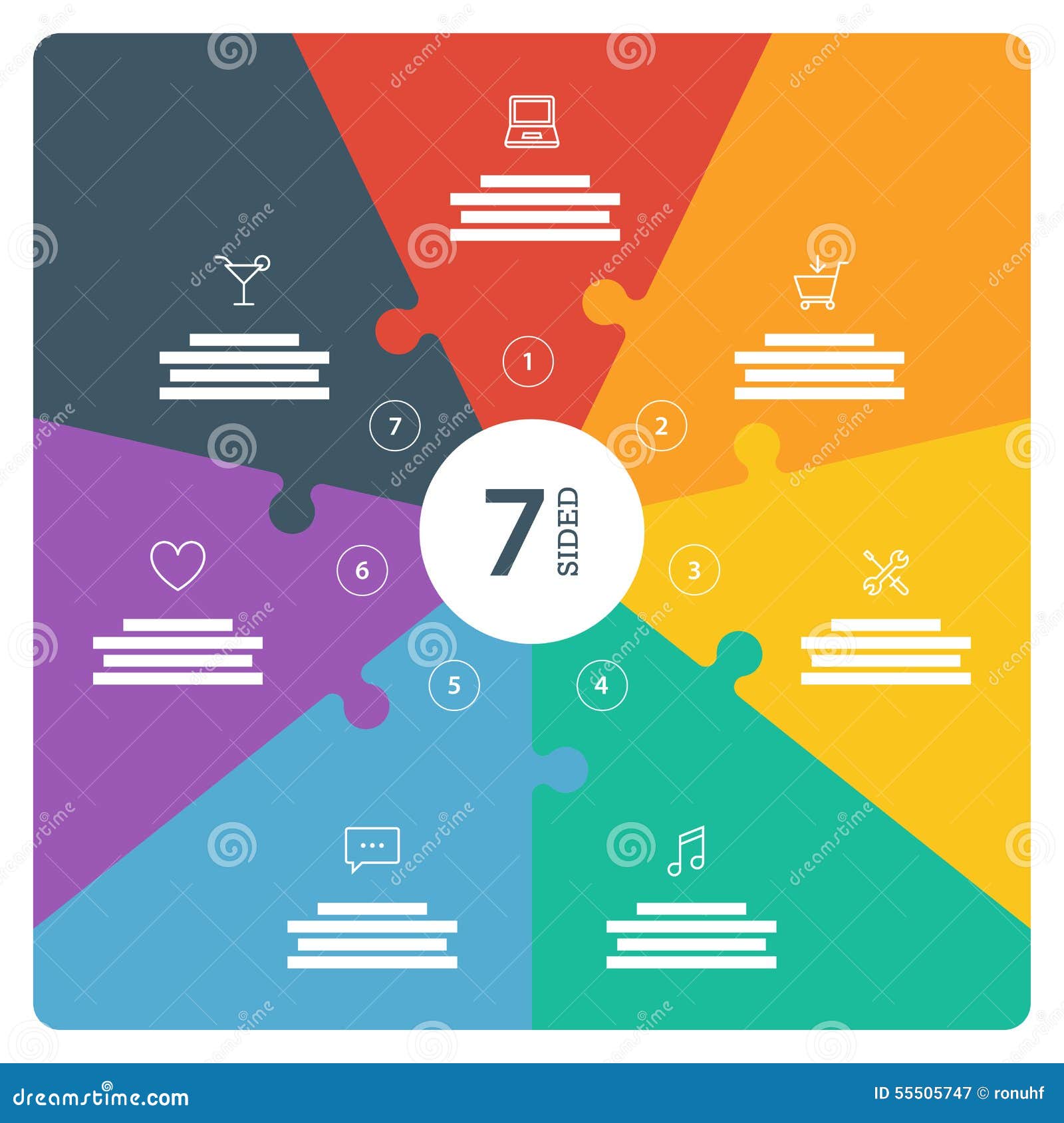 Numbered Full Page Flat Rainbow Spectrum Colored Puzzle Presentation ...