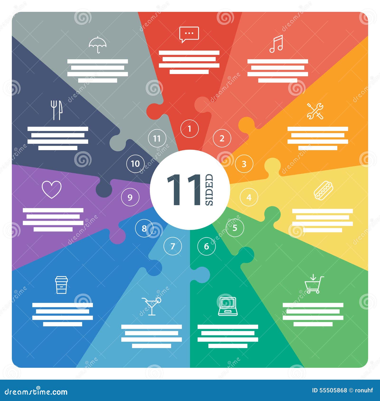 Numbered Full Page Flat Rainbow Spectrum Colored Puzzle Presentation ...
