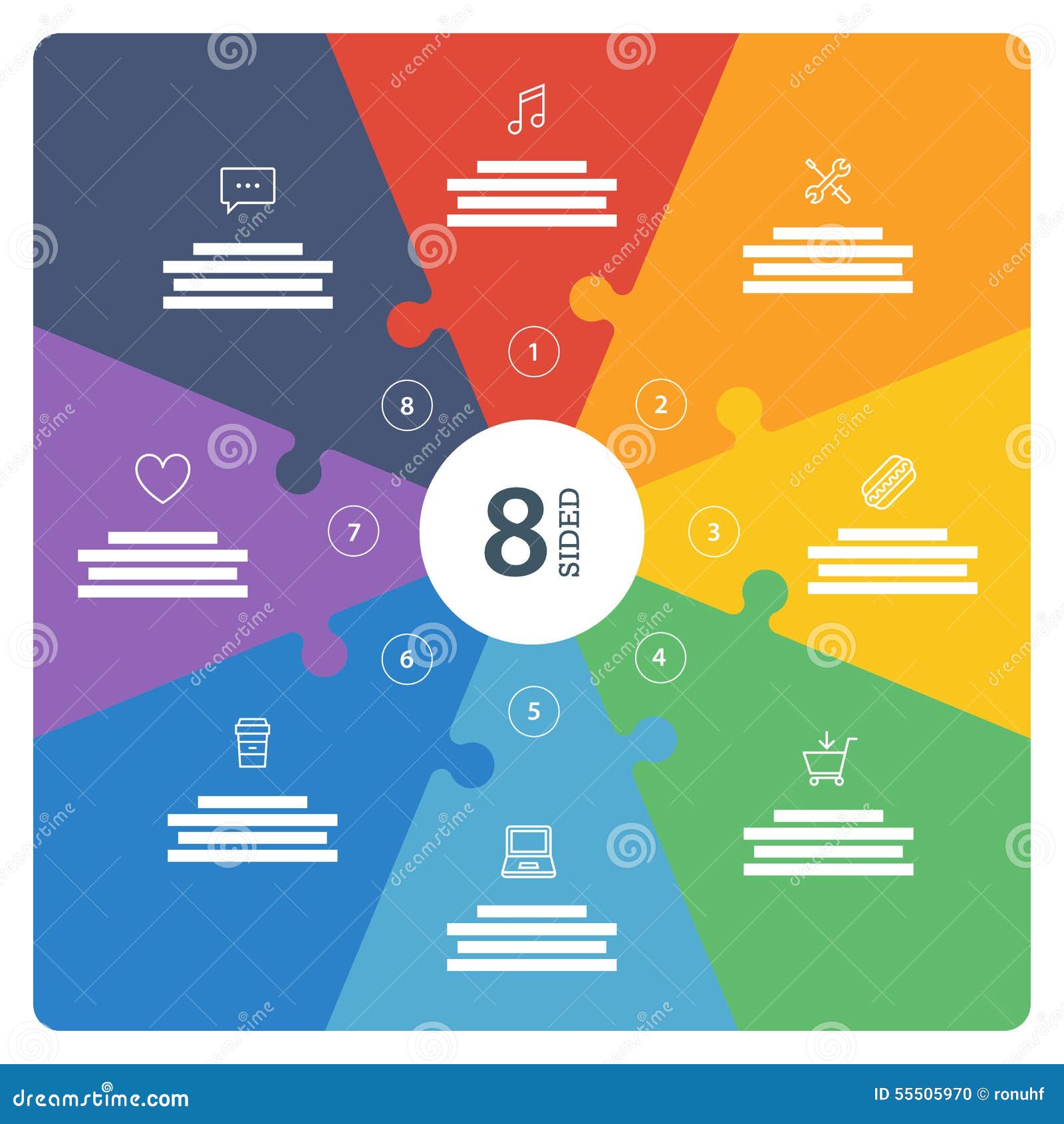 Numbered Full Page Flat Rainbow Spectrum Colored Puzzle Presentation ...