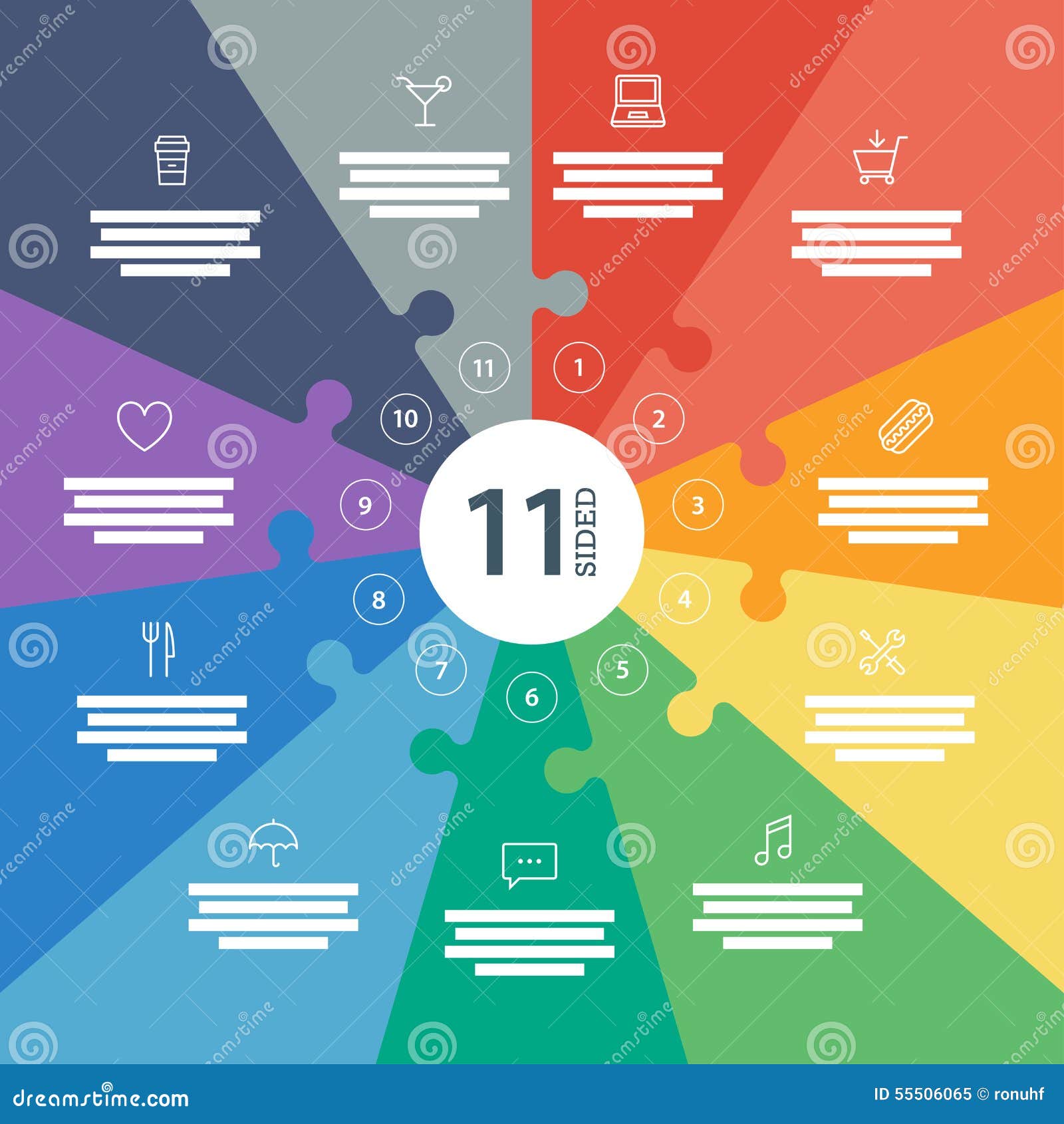 Numbered Full Page Flat Rainbow Spectrum Colored Puzzle Presentation ...