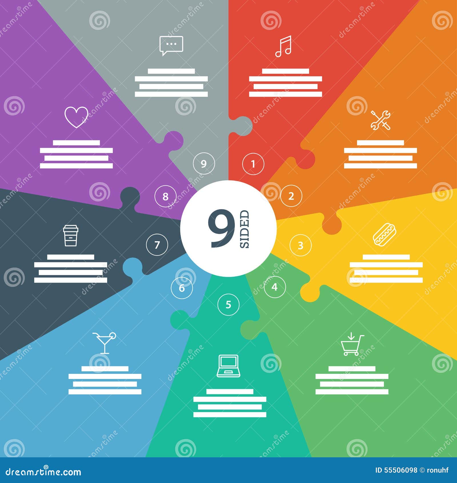 Numbered Full Page Flat Rainbow Spectrum Colored Puzzle Presentation ...