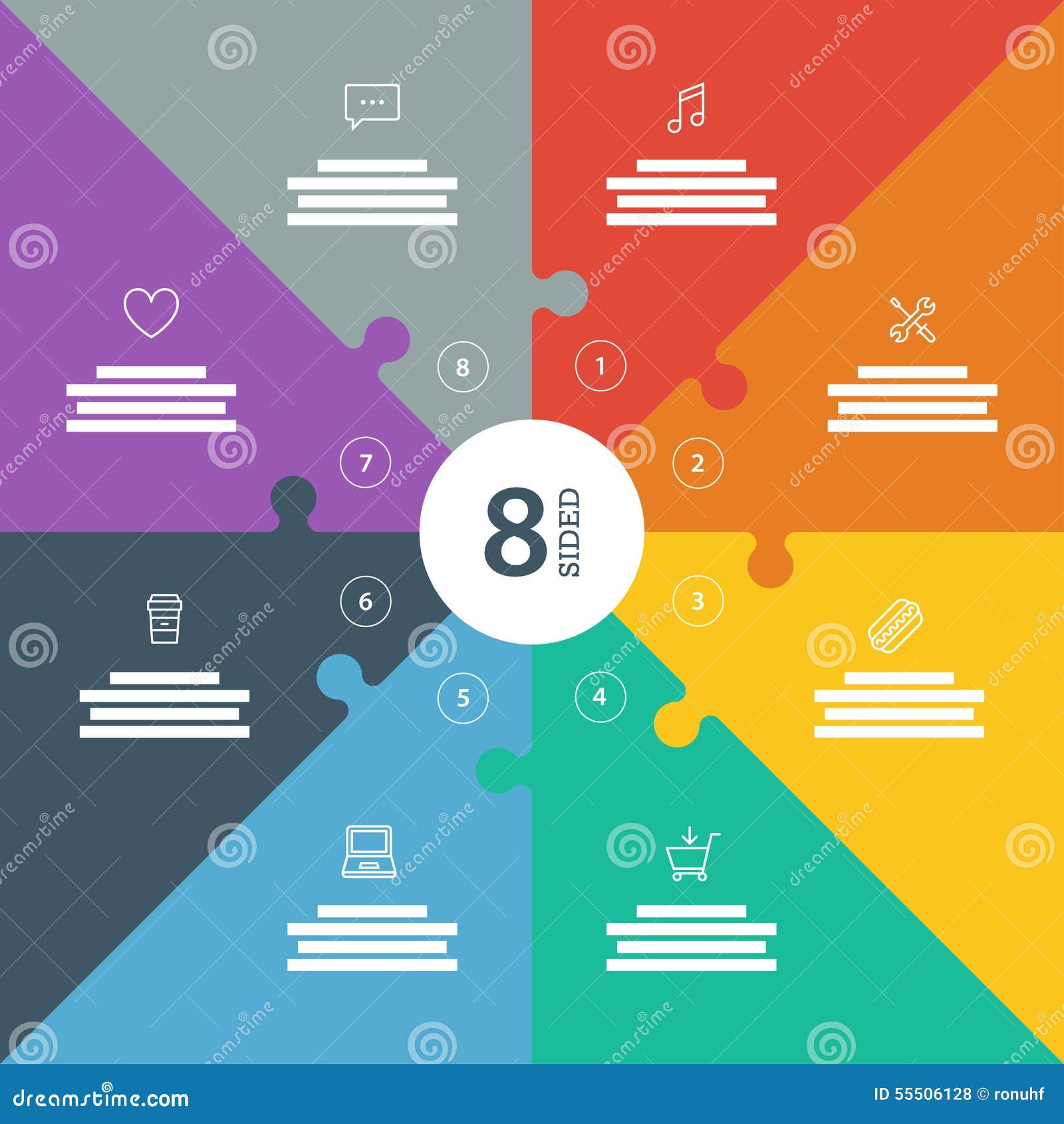 Numbered Full Page Flat Rainbow Spectrum Colored Puzzle Presentation ...