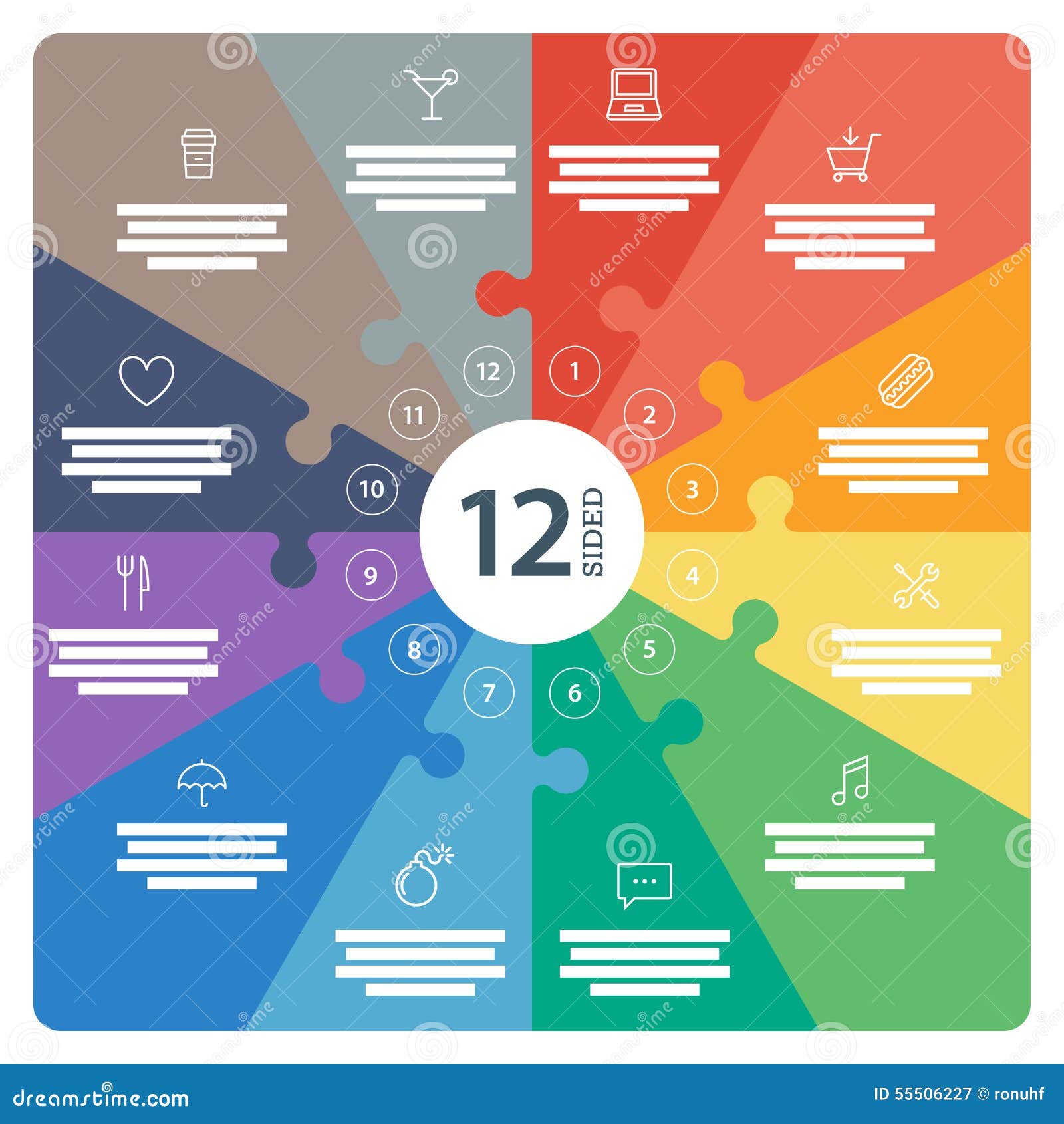 Numbered Full Page Flat Rainbow Spectrum Colored Puzzle Presentation ...