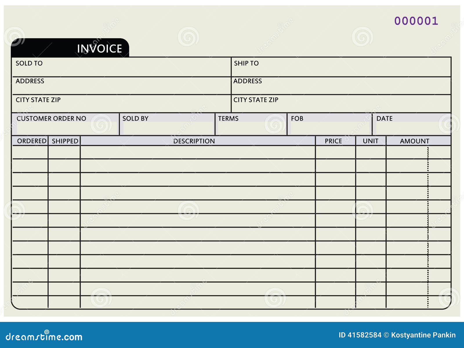 Numbered invoice stock vector. Illustration of clip, vector - 41582584