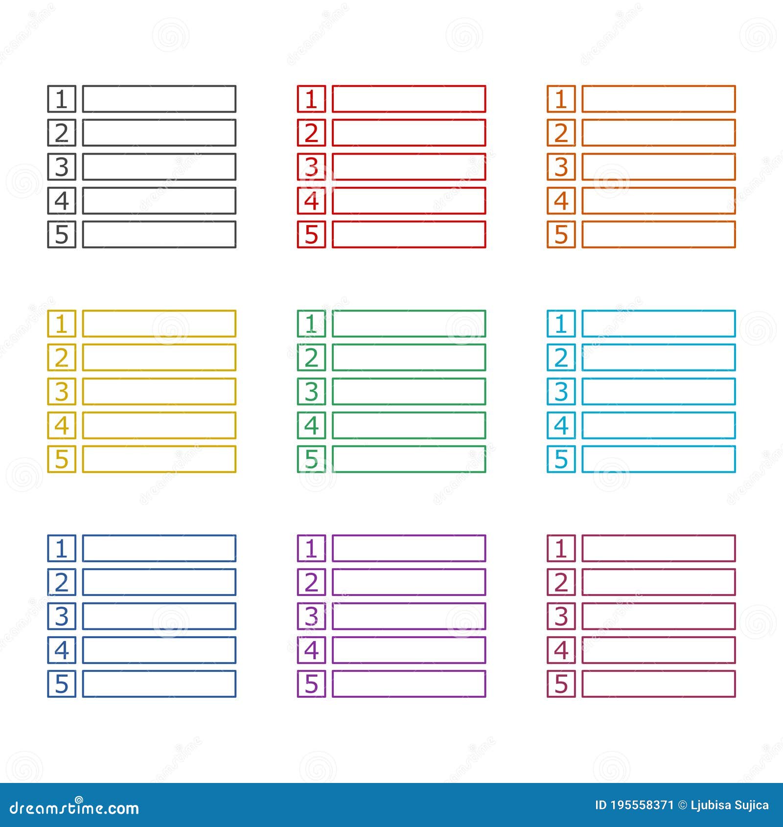 Numbered List Template, Chart Table Vector Design With Colorful Puzzles ... Numbered List Template, Chart Table Vector Design With Colorful Puzzles ...
